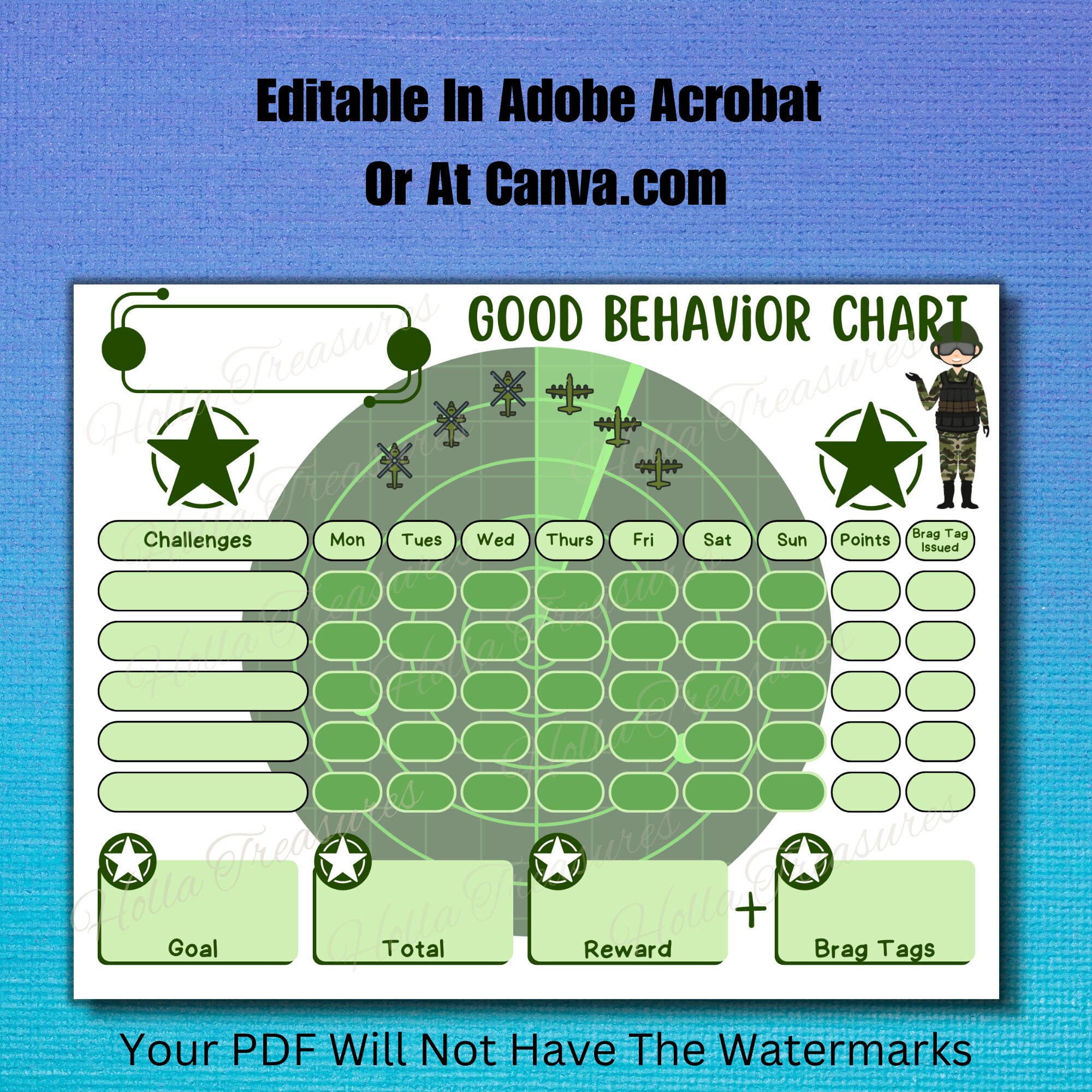 Behavior Chart With Army Truck Markers. Brag Tags Behavior Management ...