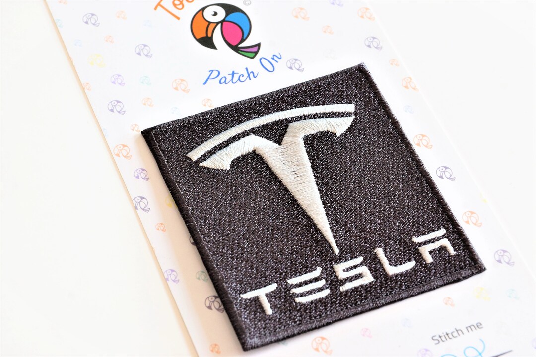 Tesla Logo Embroidered Patch Grey - Etsy