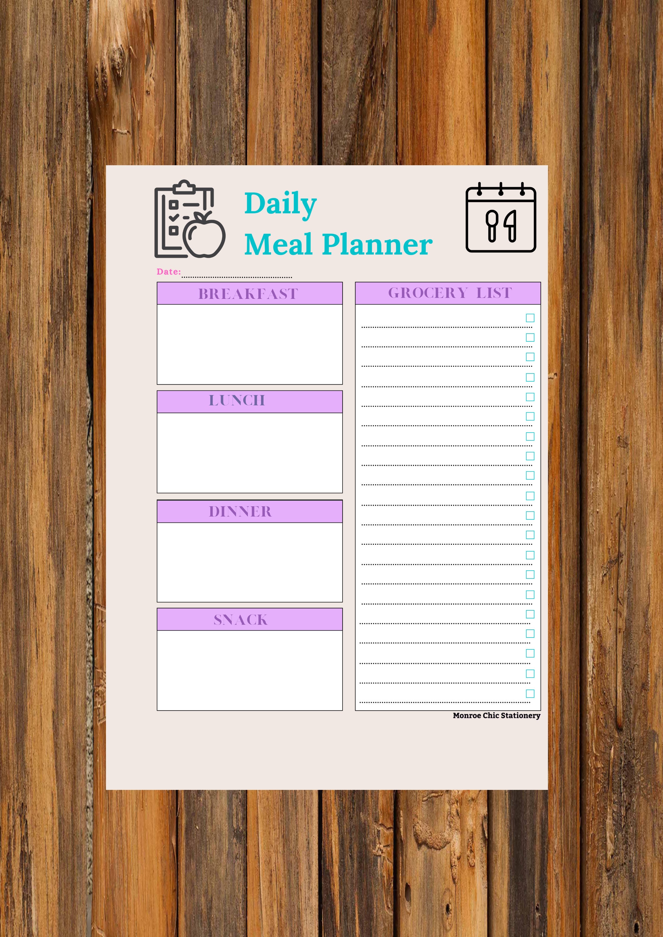 Printable Meal and Workout Planner - Etsy