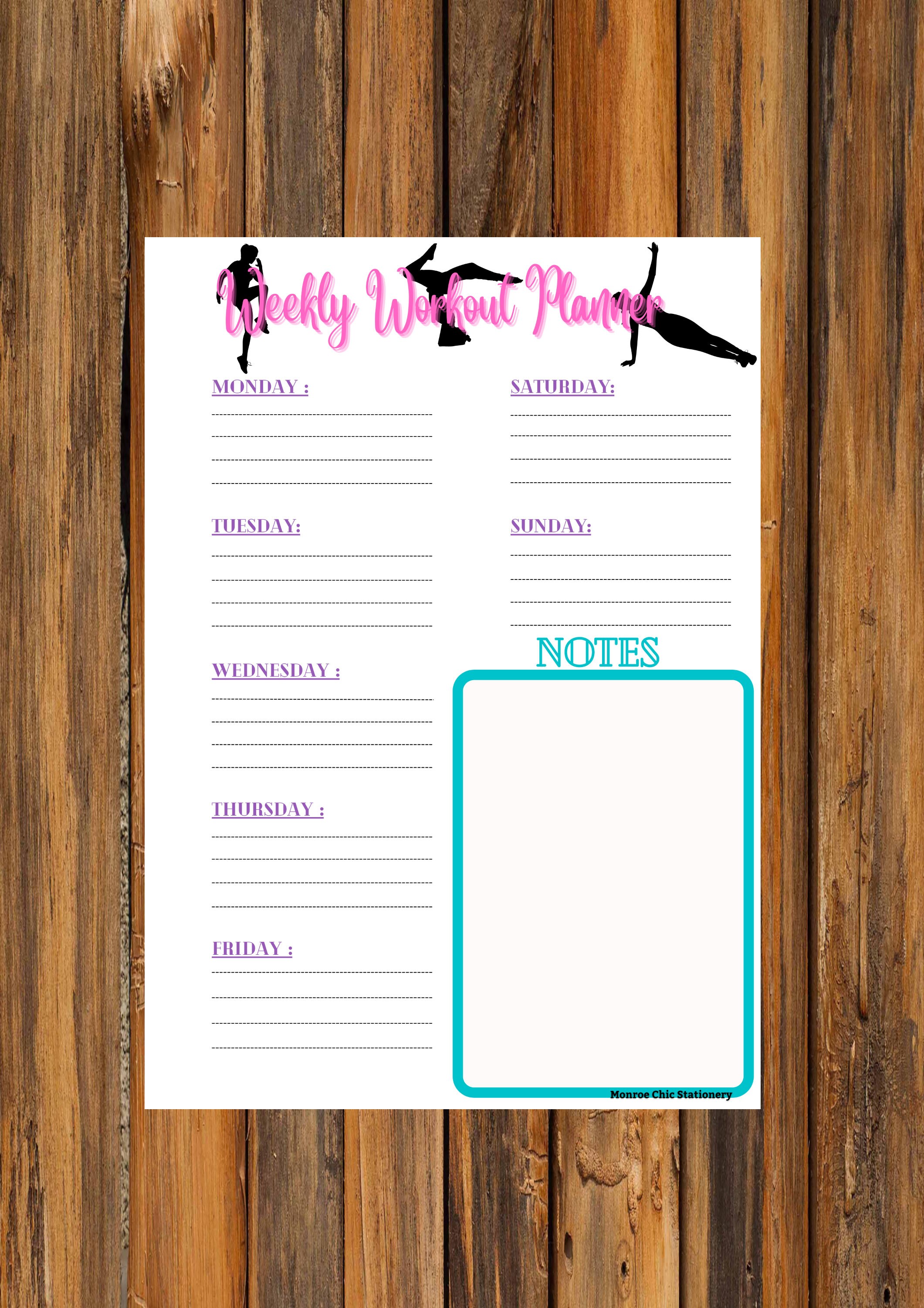 Printable Meal and Workout Planner - Etsy