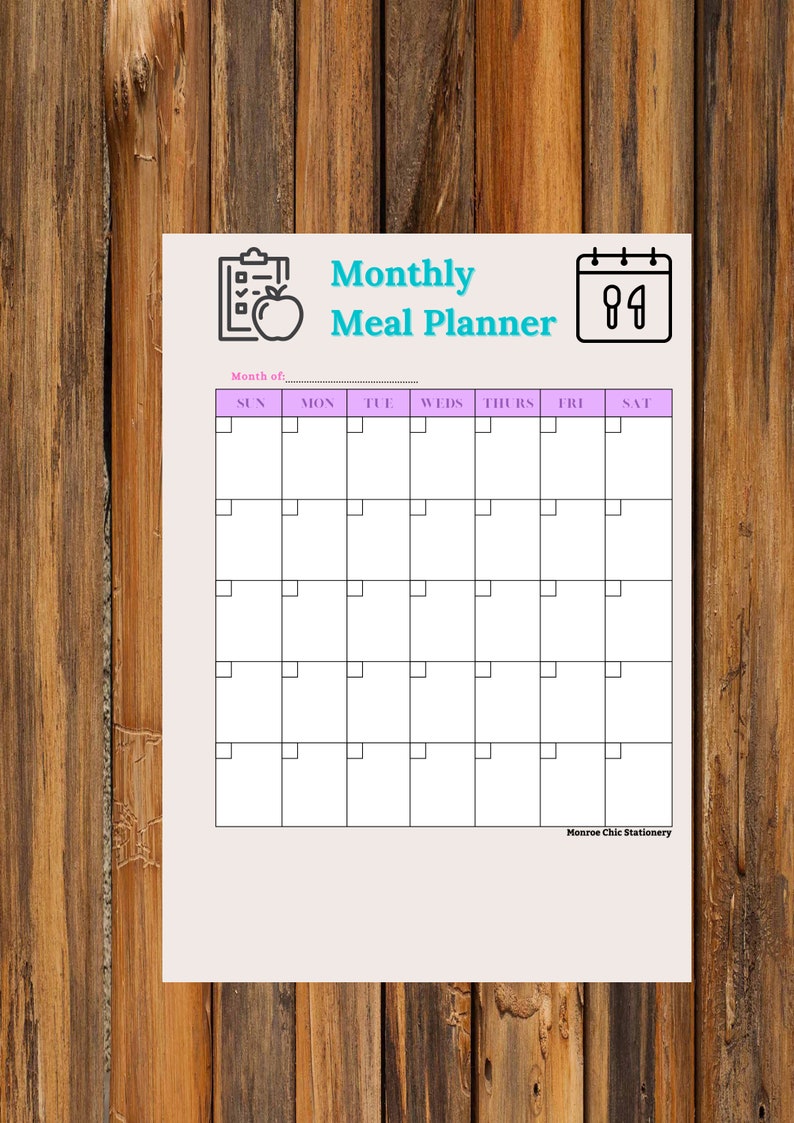 Printable Meal and Workout Planner - Etsy