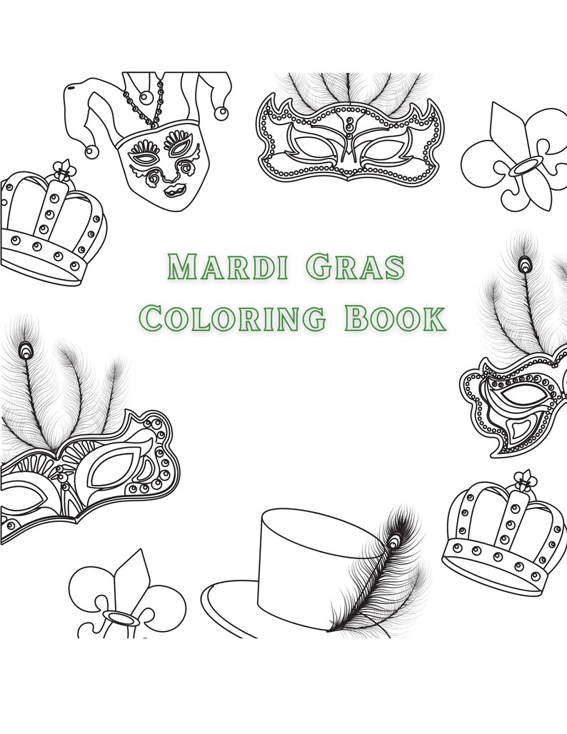 Printable Mardi Gras Coloring Book - Etsy