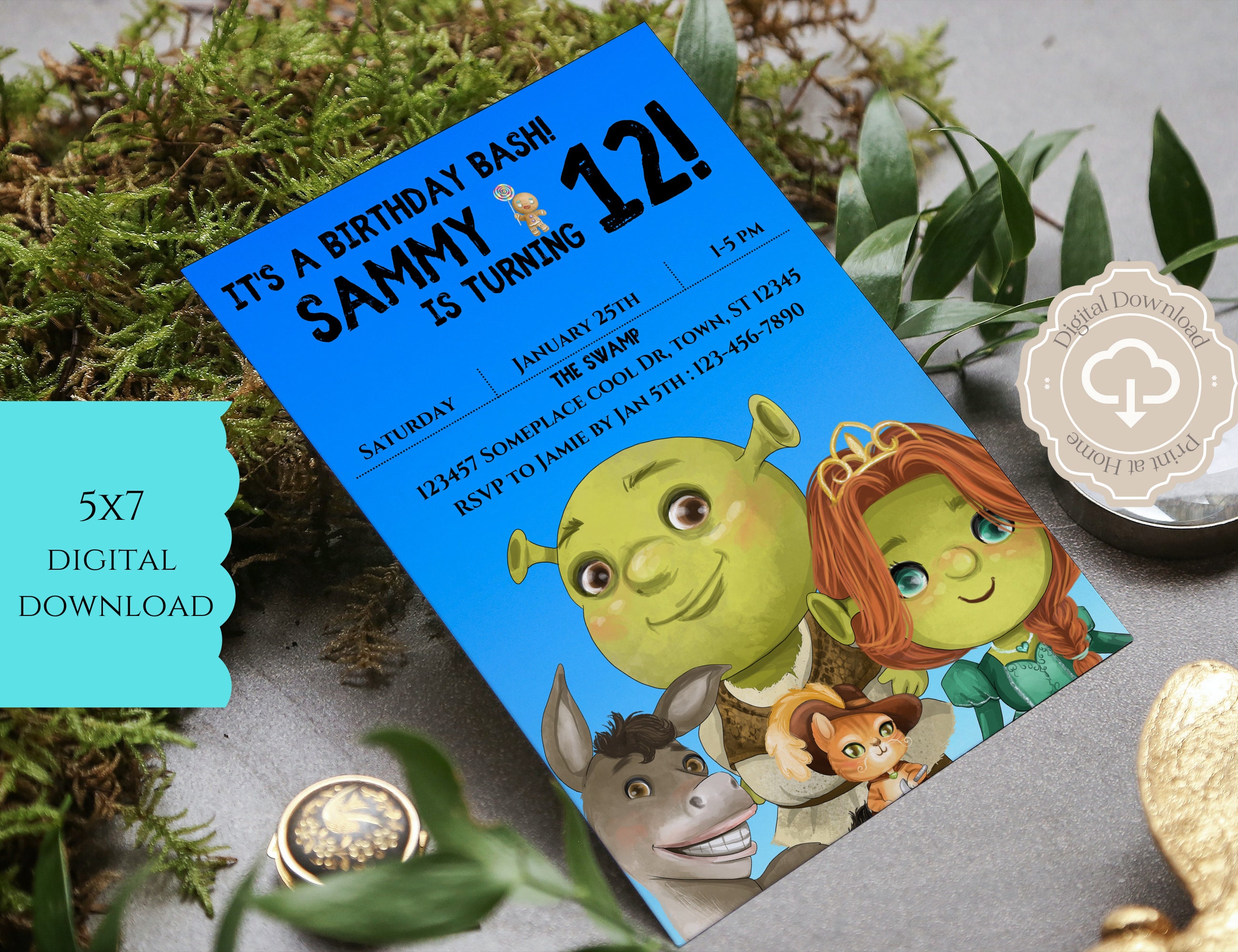 Shrek Birthday Invitation Shrek Digital Invitation Shrek - Etsy