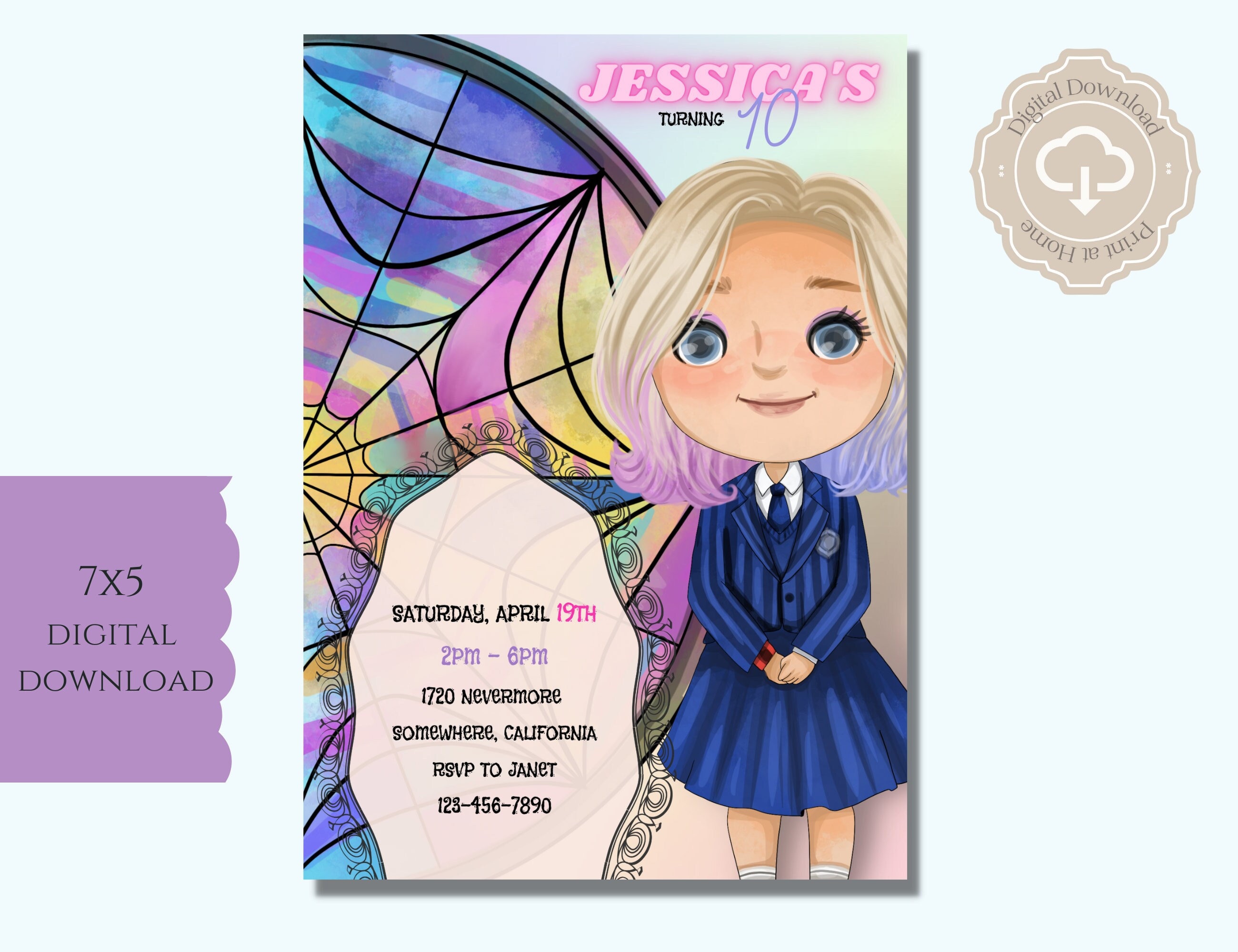 Enid Birthday Invitation, Addams Family Digital Invitation, Enid ...