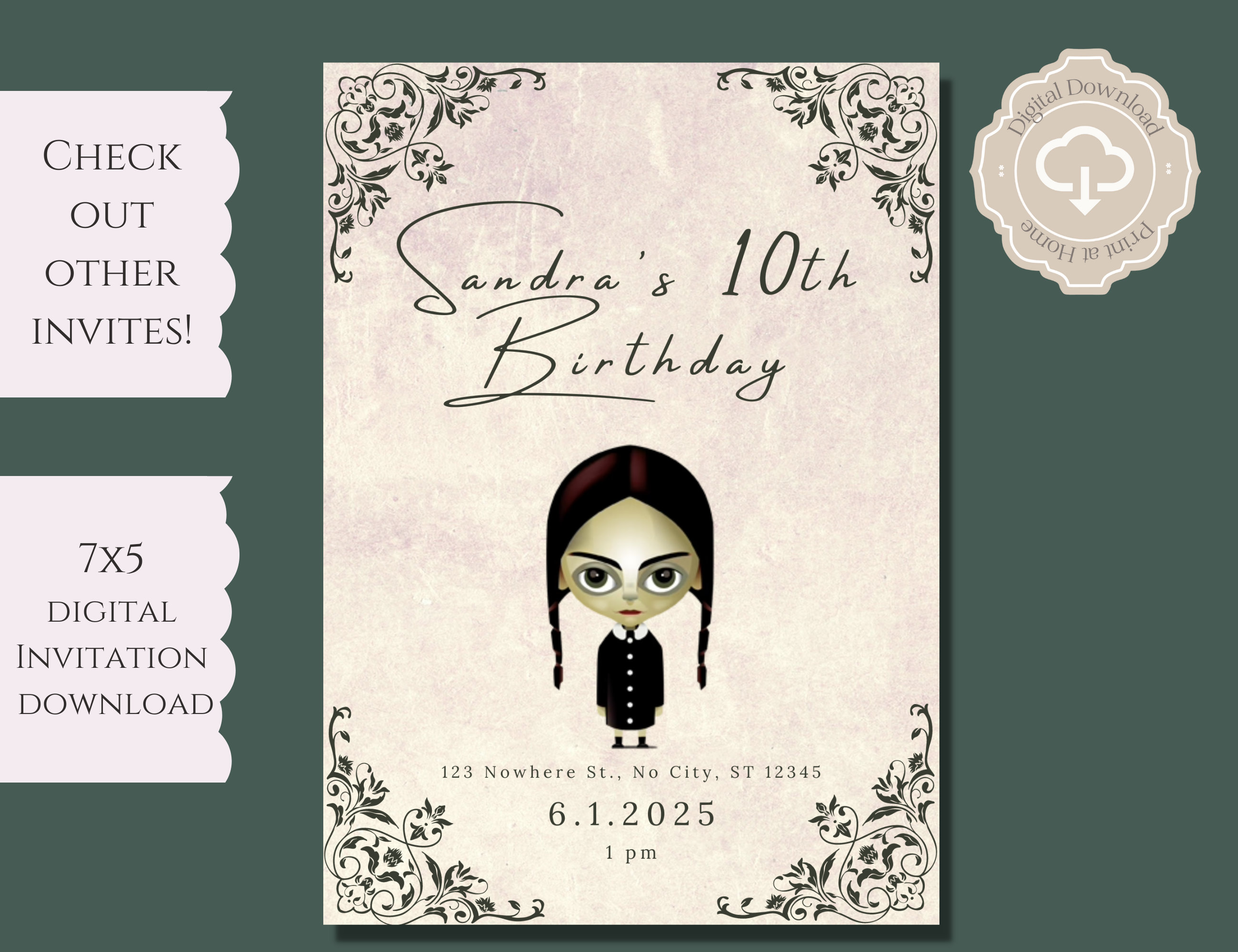 Wednesday & Enid Sign Birthday Digital Download Addams - Etsy