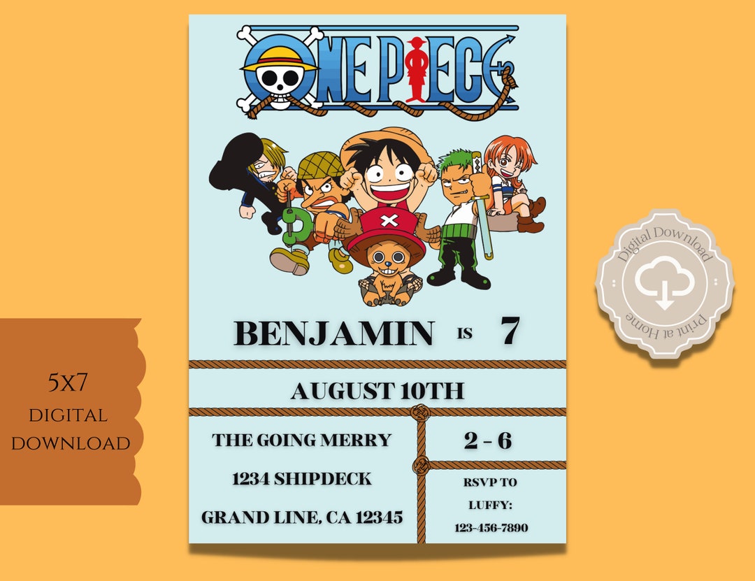 Invitación de cumpleaños de One Piece Invitación digital de - Etsy México