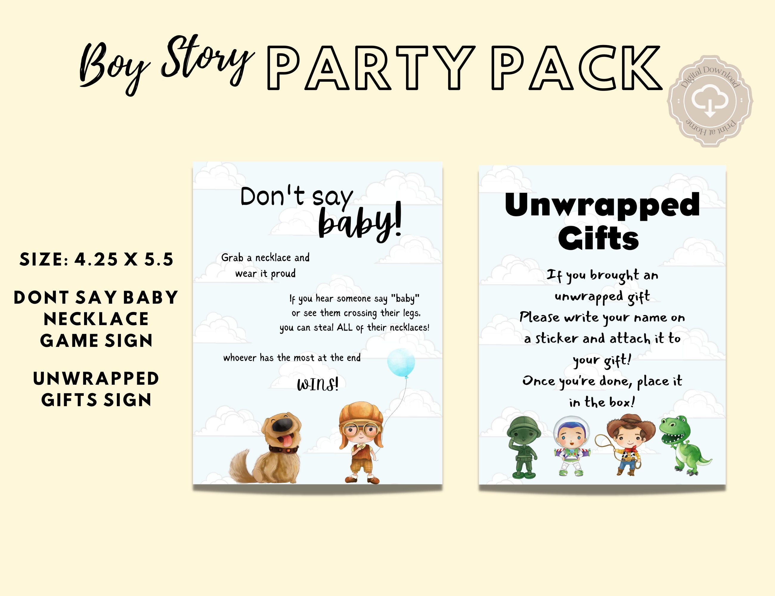 Toy Boy Story Party Pack DIY, Digital Printouts, DIY Boy Story Birthday ...