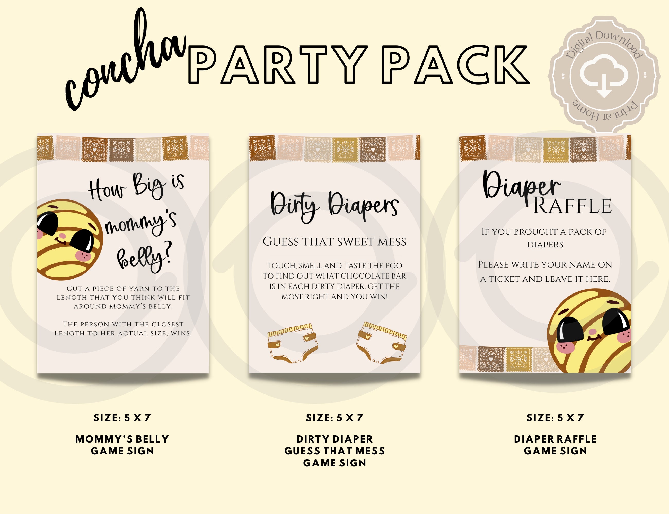 Baby Concha Party Pack DIY, Digital Printouts, DIY Concha Baby Shower ...