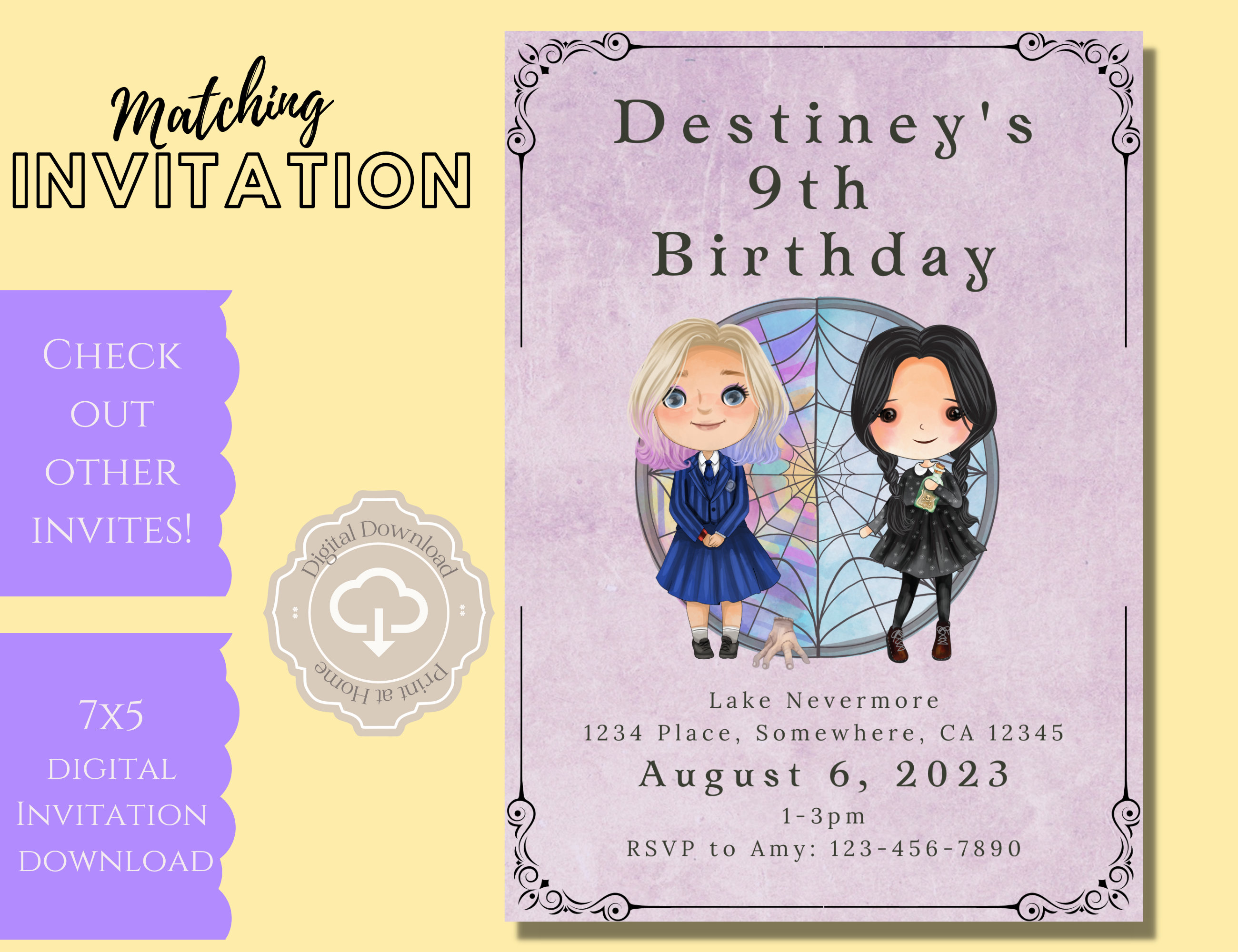 Wednesday & Enid Sign Birthday, Digital Download, Addams Family Digital ...