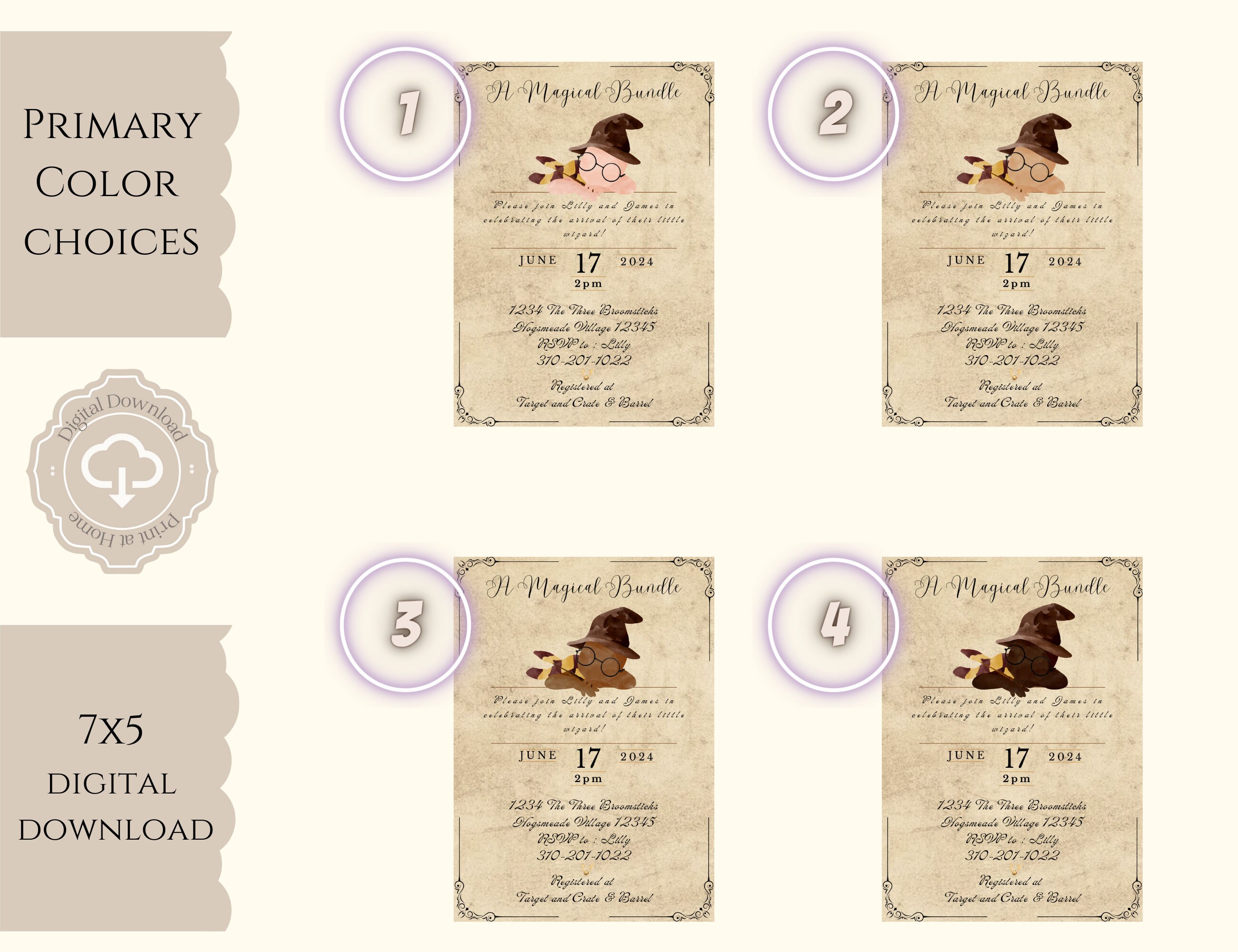 Magical Bundle Invitation, Harry Potter Baby Shower Invitation, Wizard ...