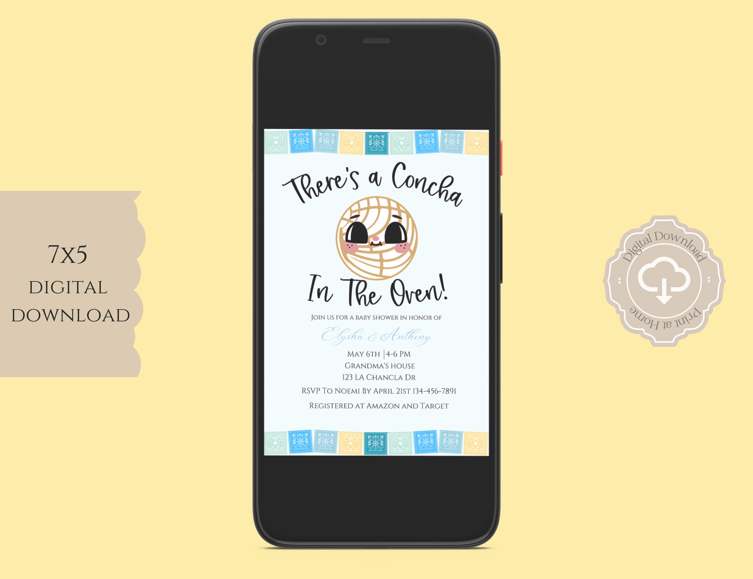 Concha Baby Shower Blue Concha Baby Shower Invitation Concha - Etsy