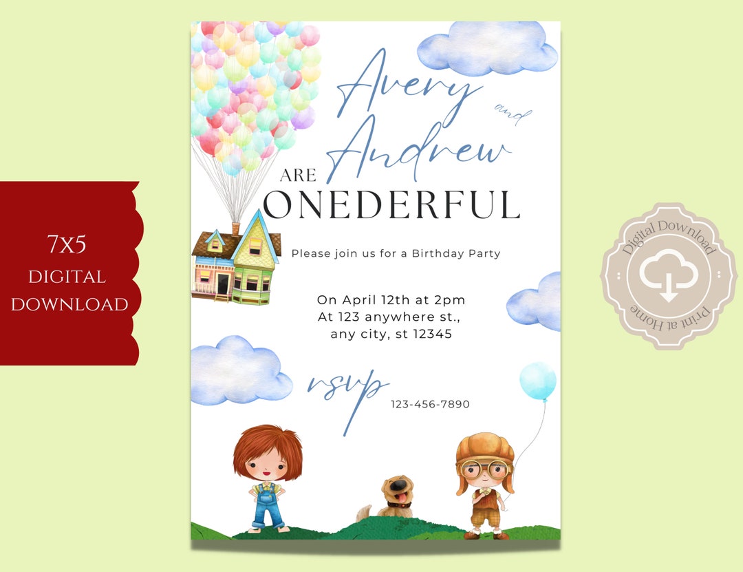Up Joint Onederful Birthday, Joint Birthday Invitation, Boy Girl Invite ...