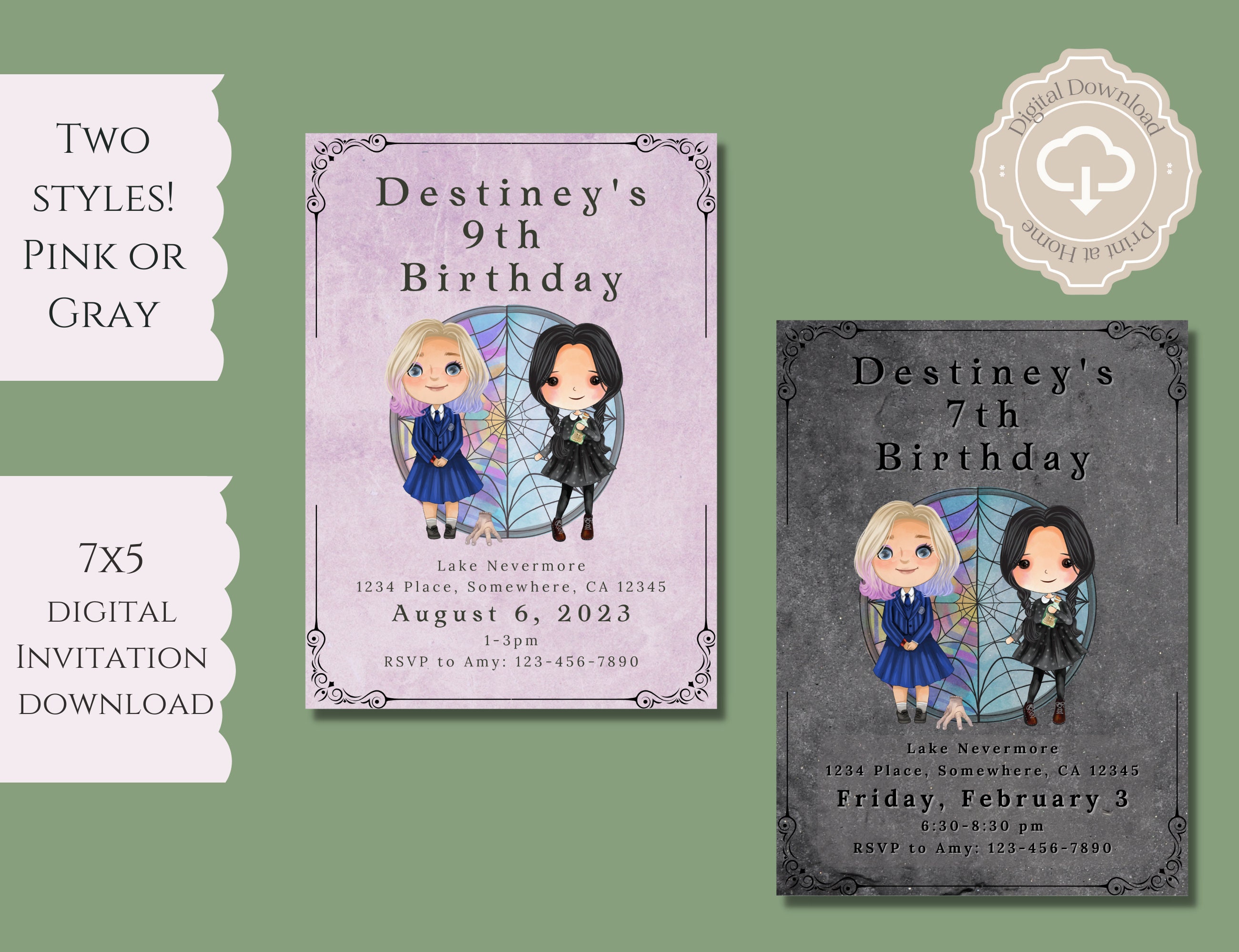 Wednesday & Enid Sign Birthday Digital Download Addams - Etsy