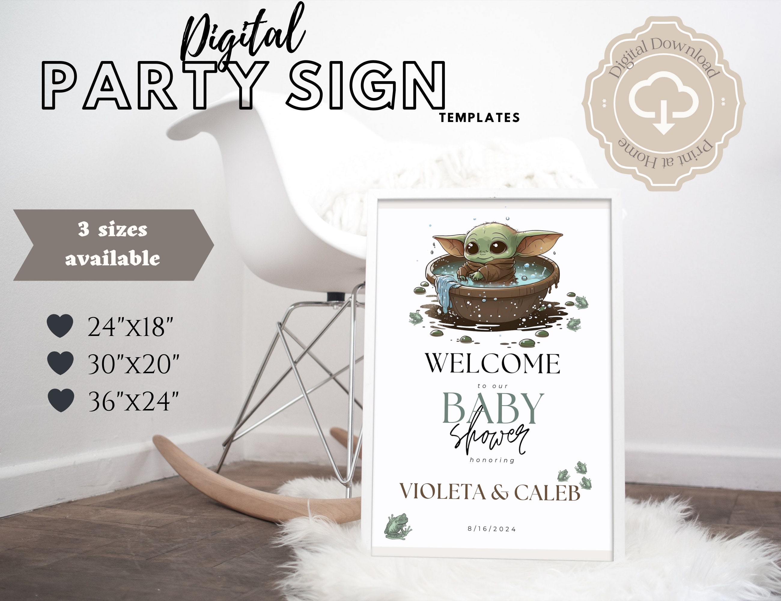 Star Wars Baby Shower Welcome Sign, Grogu Baby Shower, Baby Yoda Sign ...