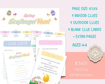 Spring Scavenger Hunt for Kids | Easter Printable Game | Indoor ...