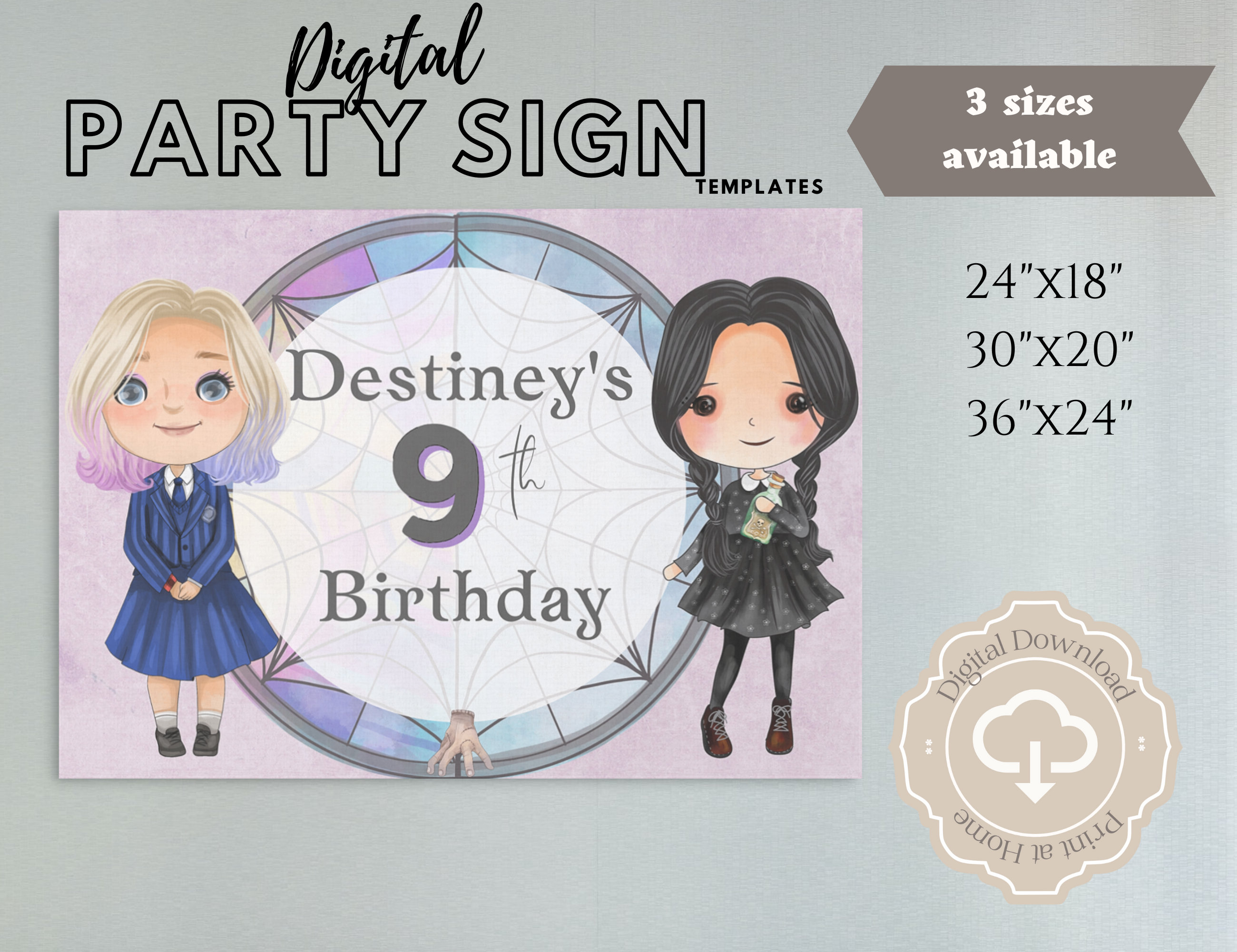 Wednesday & Enid Sign Birthday, Digital Download, Addams Family Digital ...