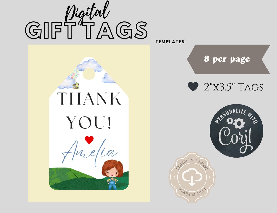 UP Party Gift Tags DIY, Digital Printouts, DIY up Gift Tags, Print at ...