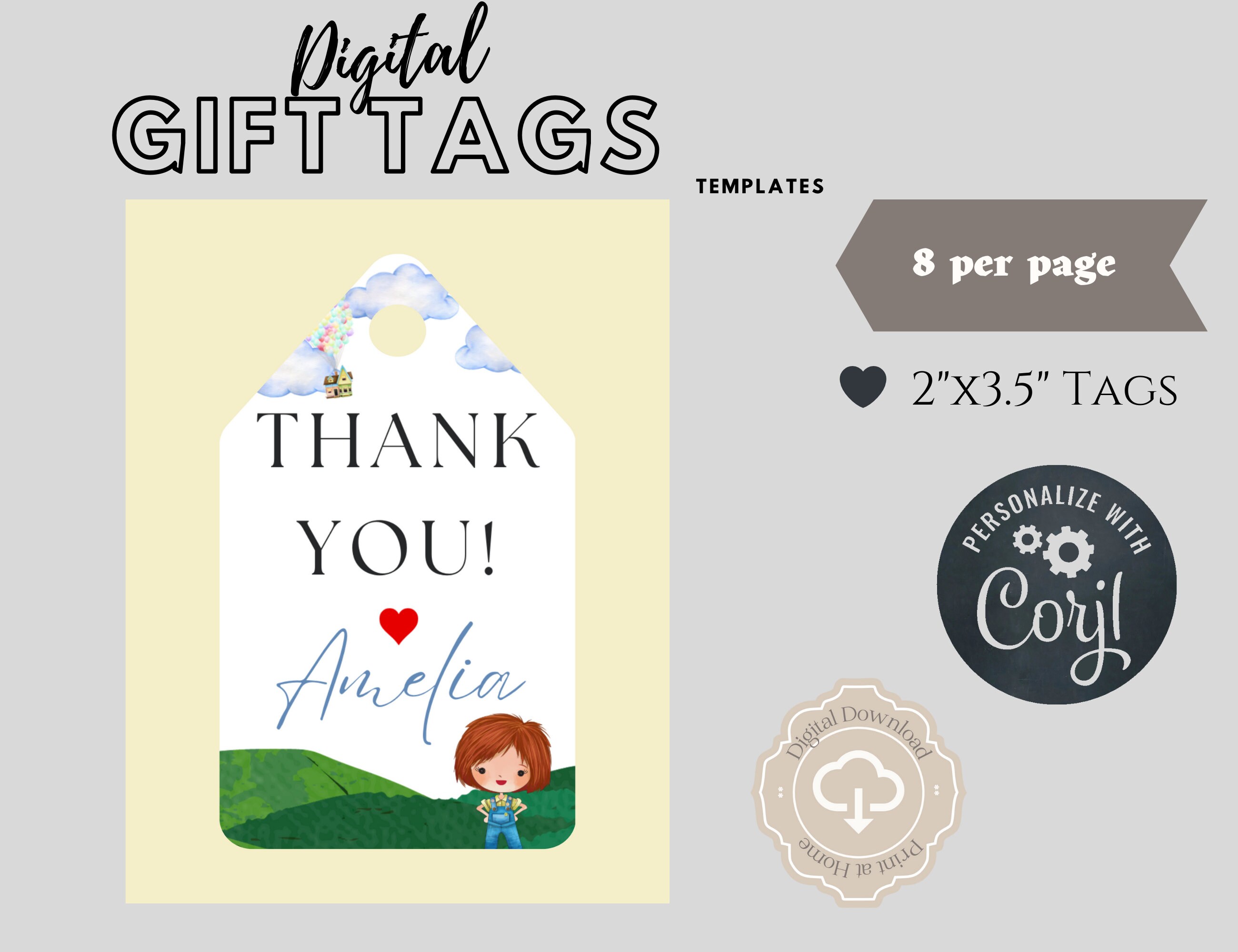 UP Party Gift Tags DIY, Digital Printouts, DIY up Gift Tags, Print at ...