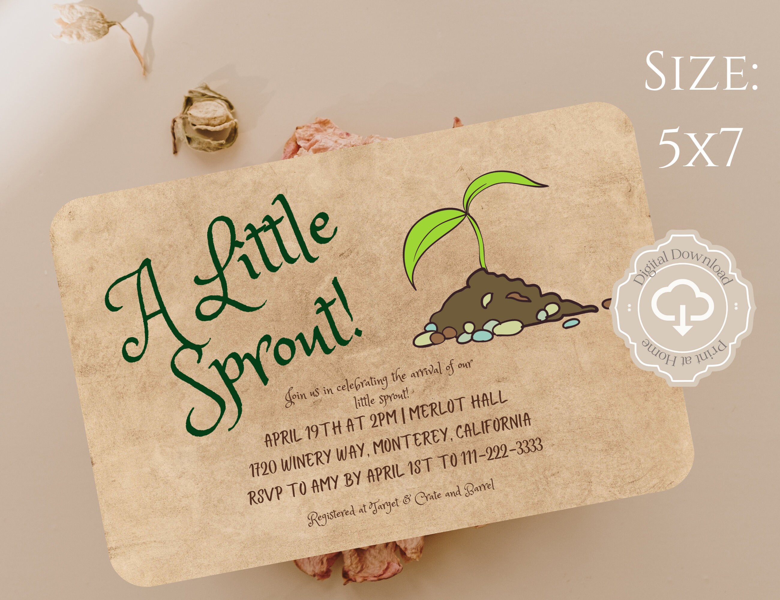 A Little Sprout Baby Shower Invitation Baby Shower Invite Do - Etsy