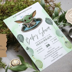 Star Wars Baby Shower, Grogu Baby Shower Invitation, Baby Yoda Invite ...