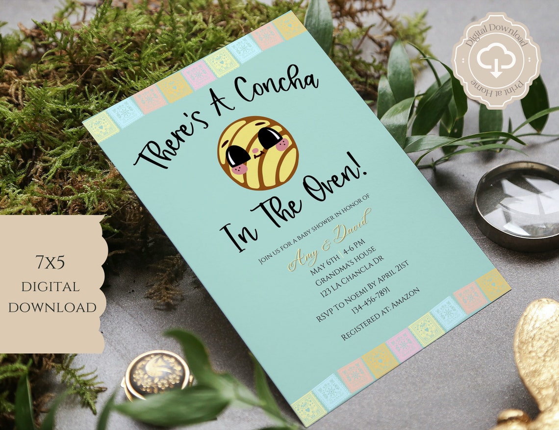 Concha Baby Shower Green, Concha Baby Shower Invitation, Concha in the ...
