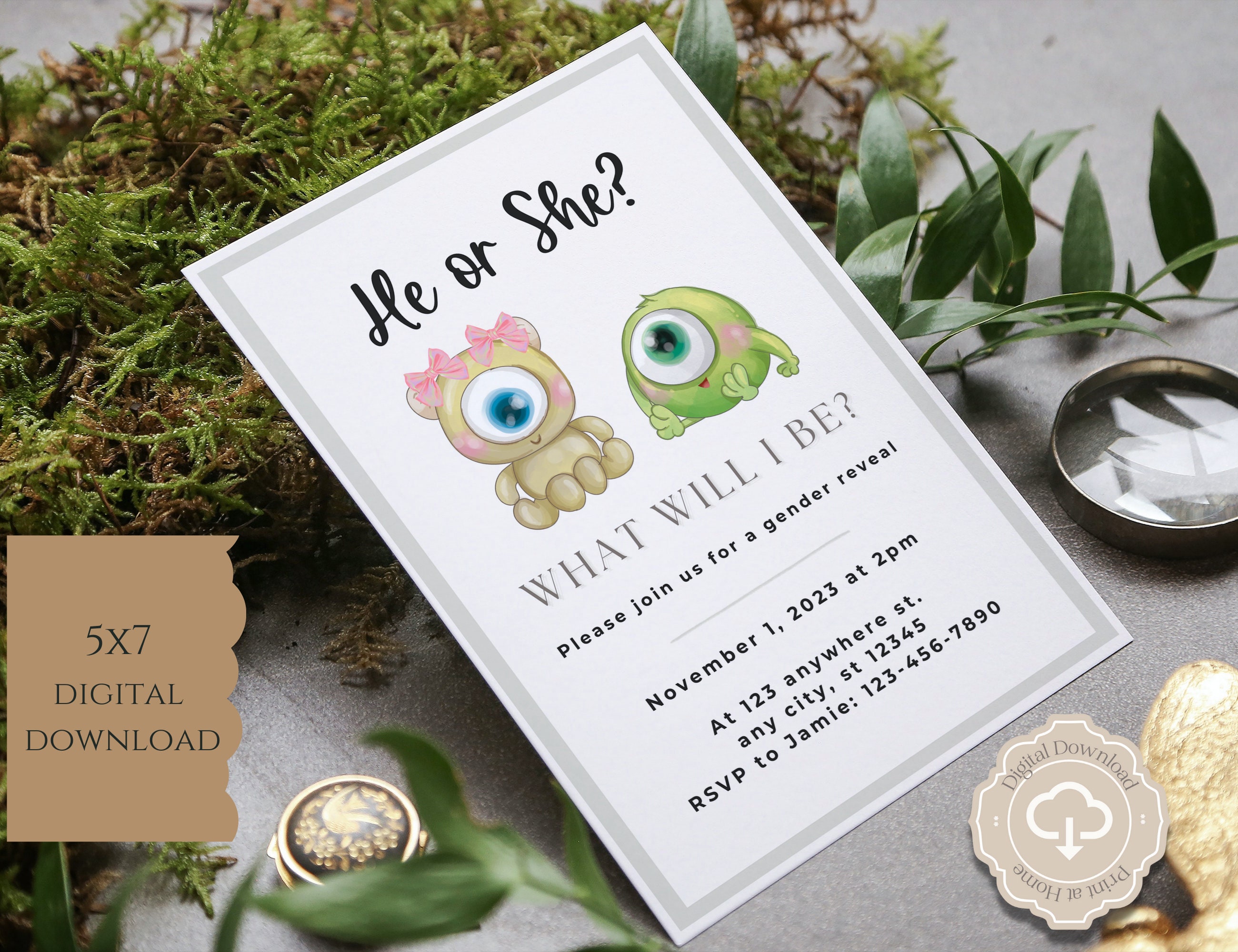 Monsters Gender Reveal, Monsters Gender Reveal Invitation, He or She ...