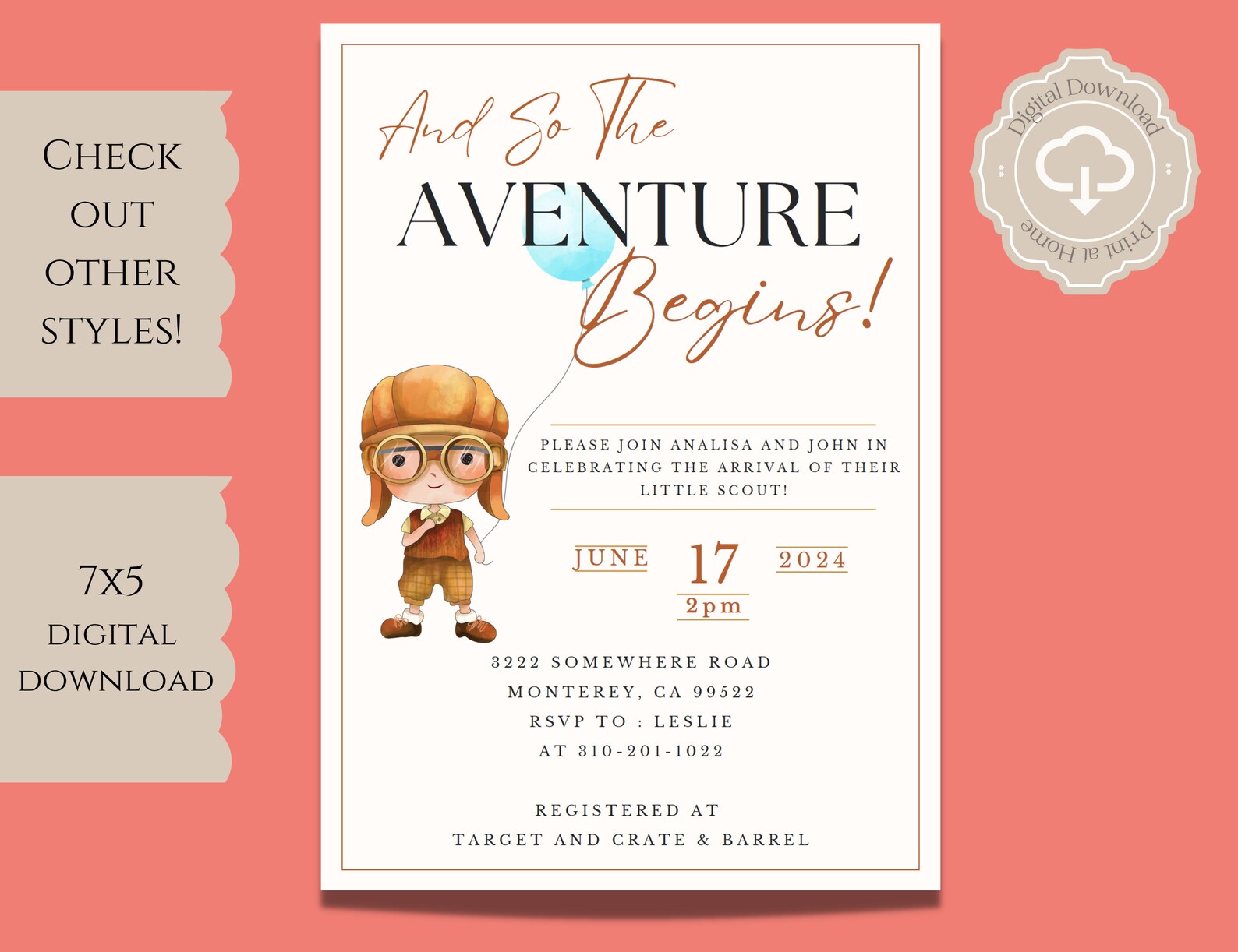 UP Girl Baby Shower UP Baby Shower Invitation Little Scout - Etsy