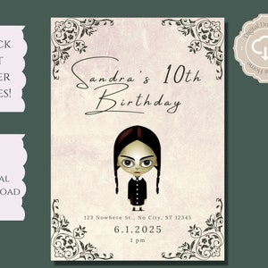 Enid Birthday Invitation, Addams Family Digital Invitation, Enid ...