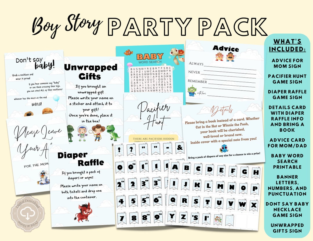 Toy Boy Story Party Pack DIY, Digital Printouts, DIY Boy Story Birthday ...