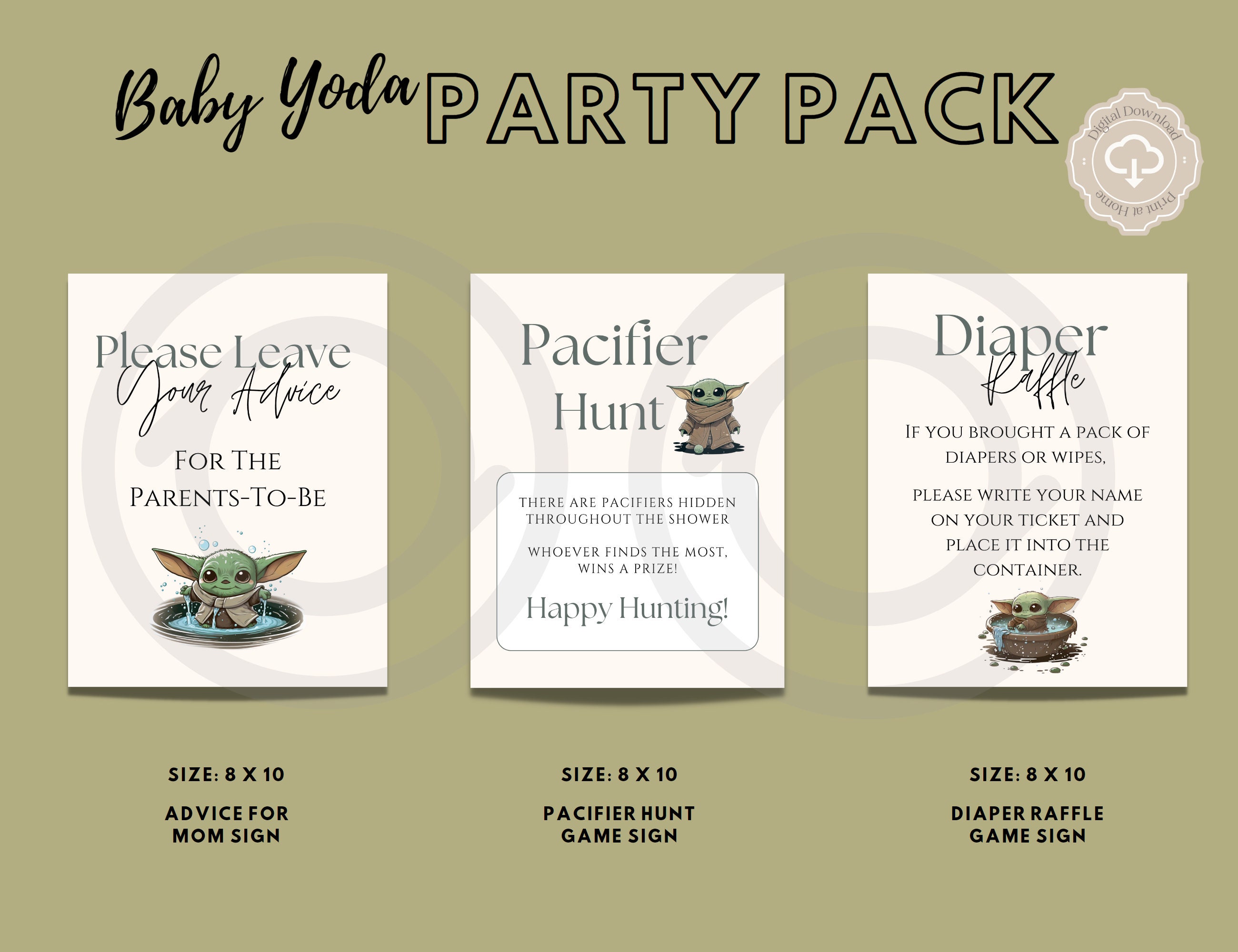 Baby Yoda Party Pack DIY, Digital Printouts, DIY Grogu Baby Shower ...