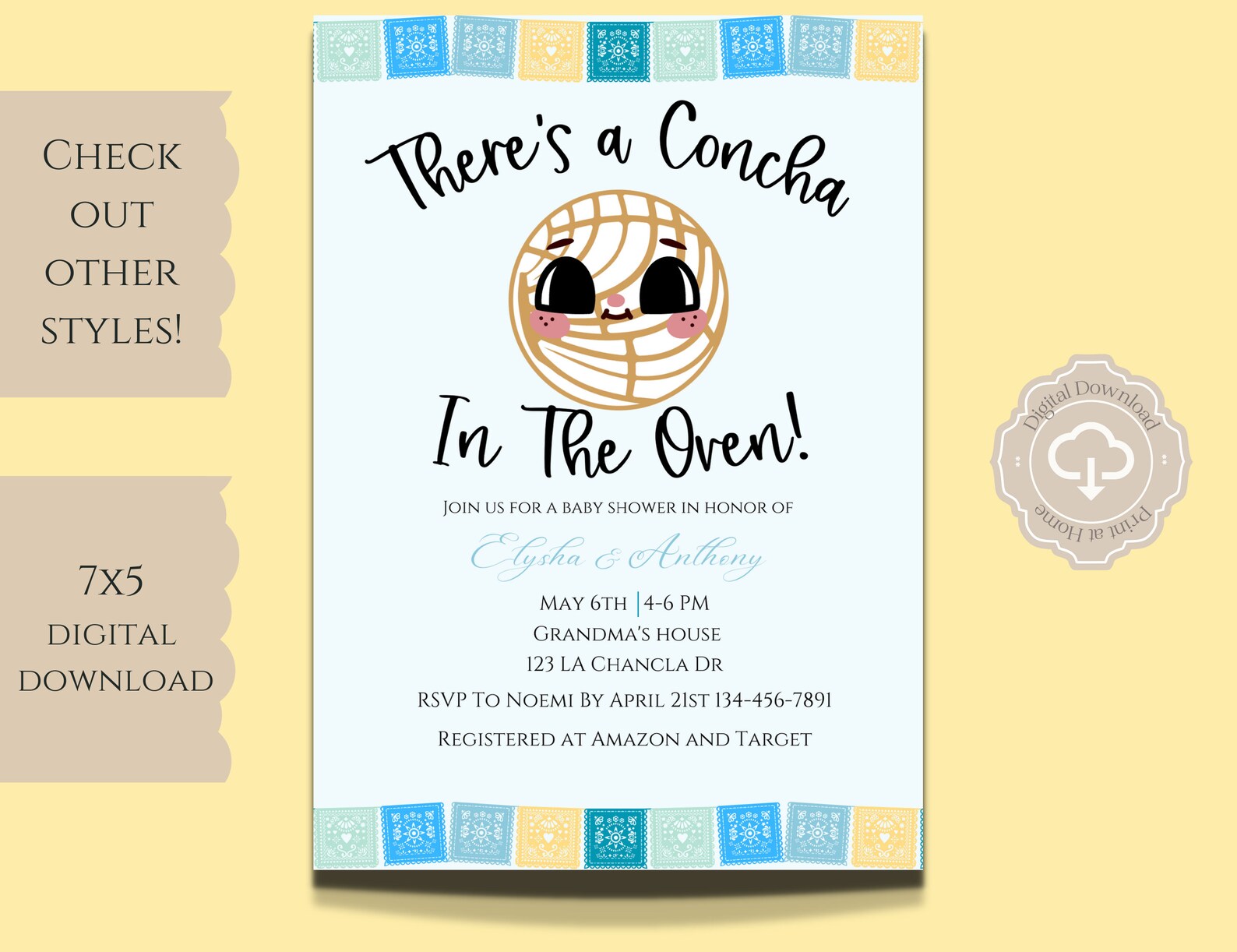 Concha Baby Shower Green, Concha Baby Shower Invitation, Concha in the ...