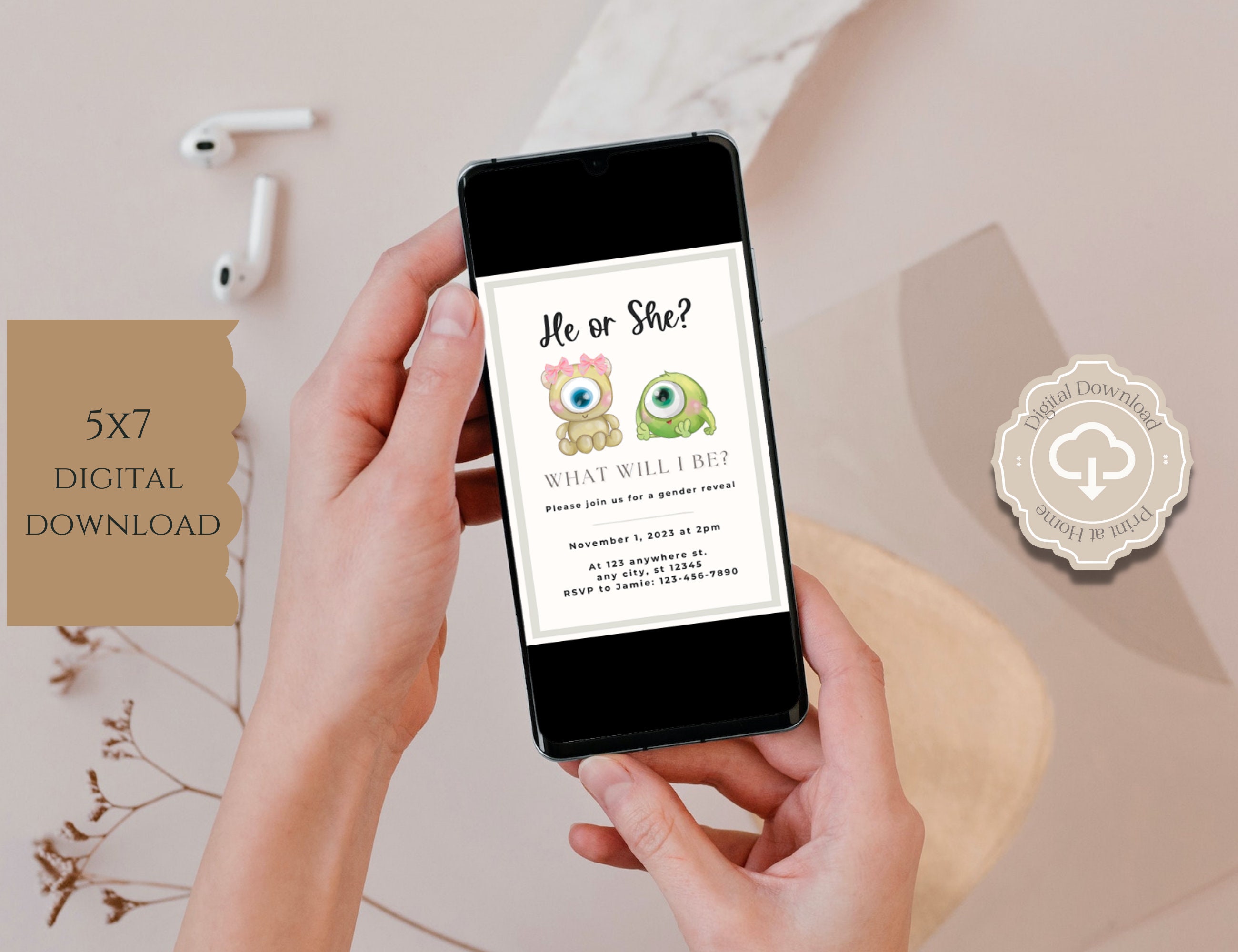 Monsters Gender Reveal, Monsters Gender Reveal Invitation, He or She ...