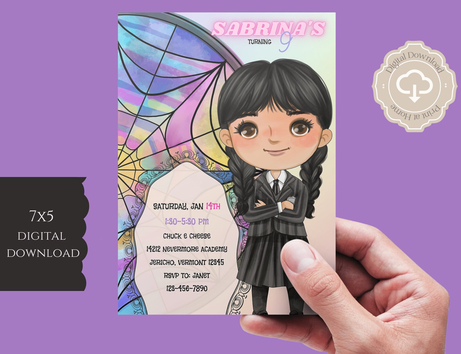 Wednesday Birthday Invitation Addams Family Digital Etsy