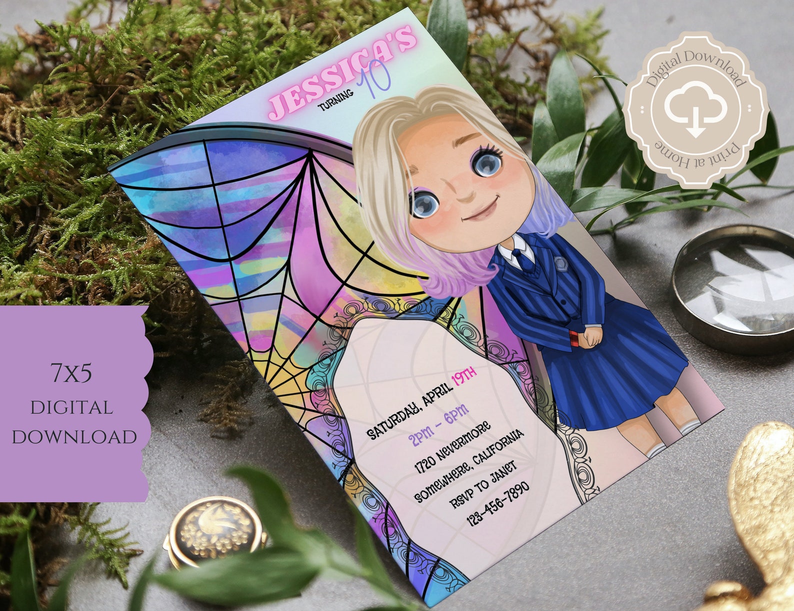 Enid Birthday Invitation, Addams Family Digital Invitation, Enid ...