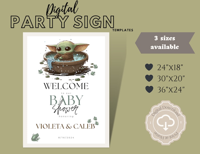 Star Wars Baby Shower Welcome Sign, Grogu Baby Shower, Baby Yoda Sign ...