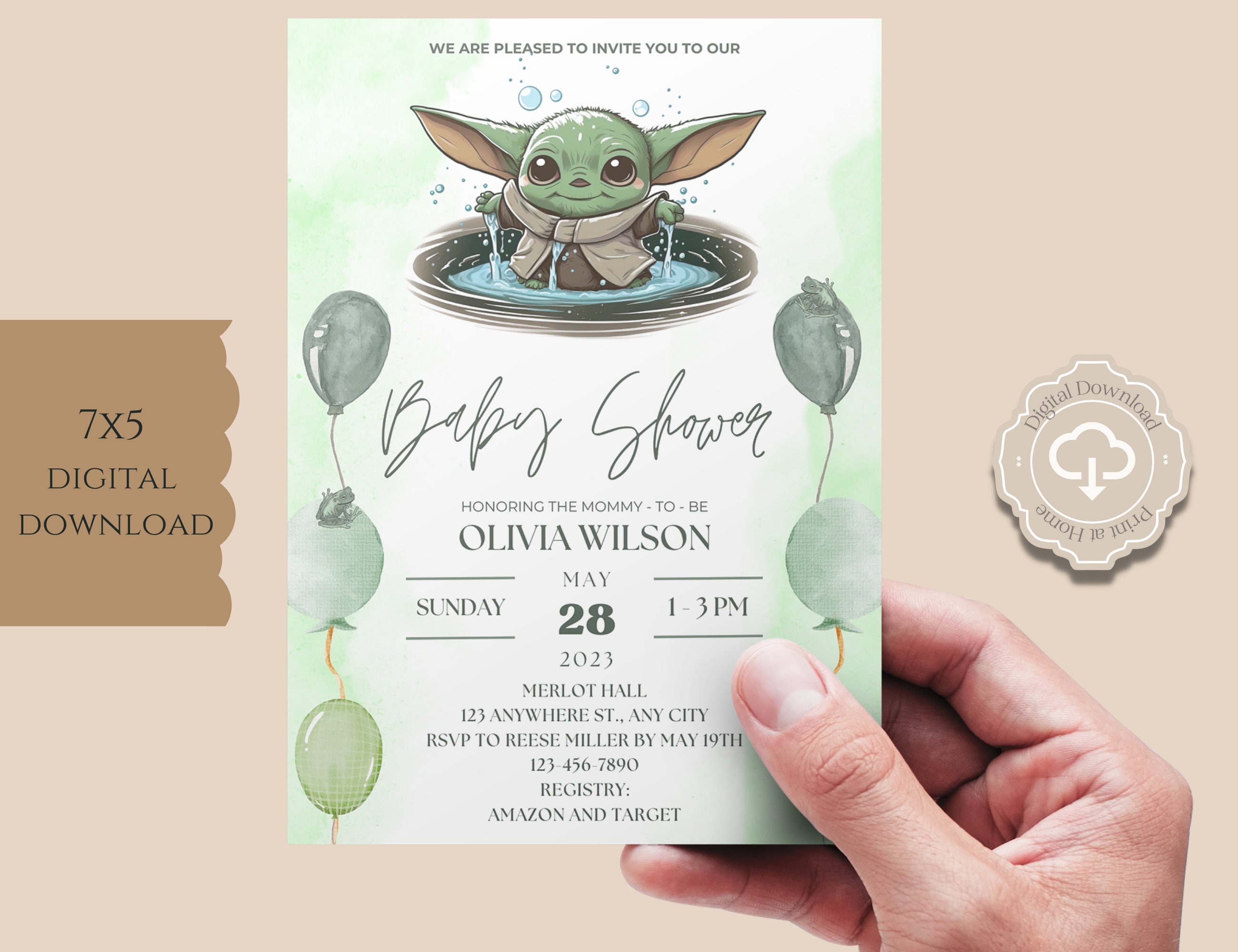 Star Wars Baby Shower, Grogu Baby Shower Invitation, Baby Yoda Invite ...