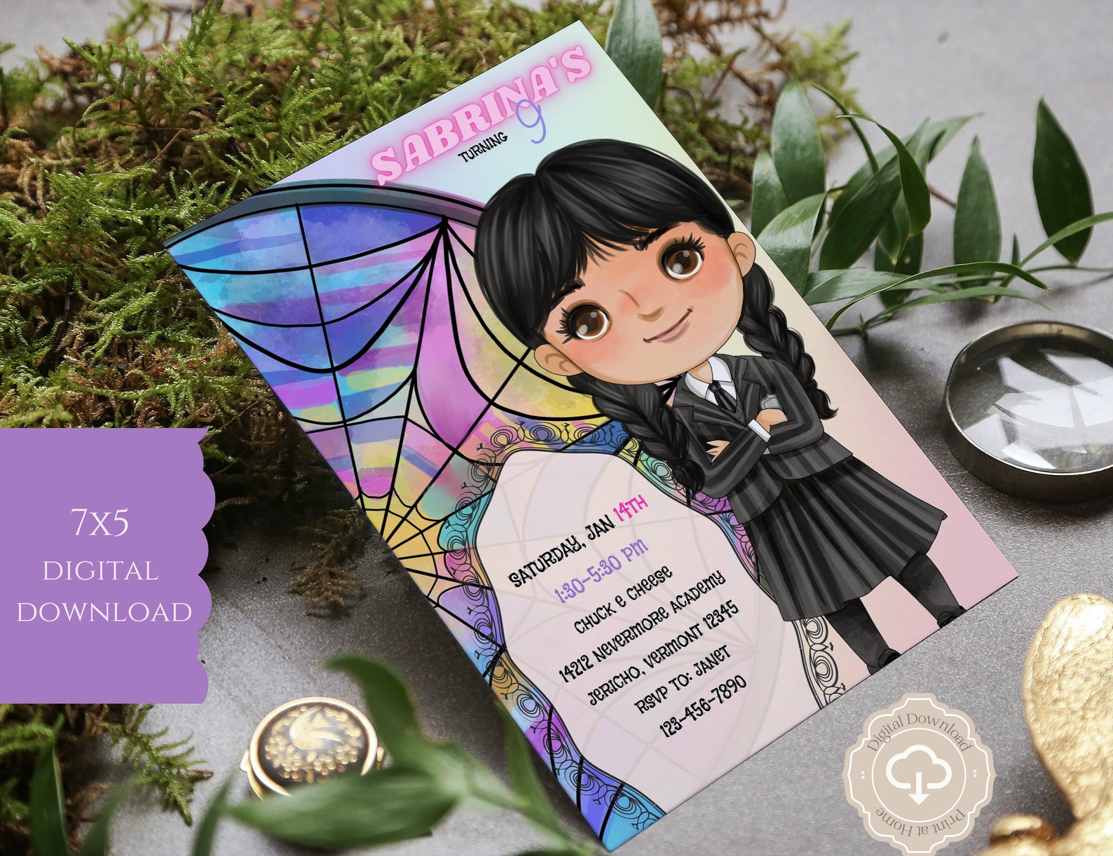 Wednesday Birthday Invitation, Addams Family Digital Invitation ...