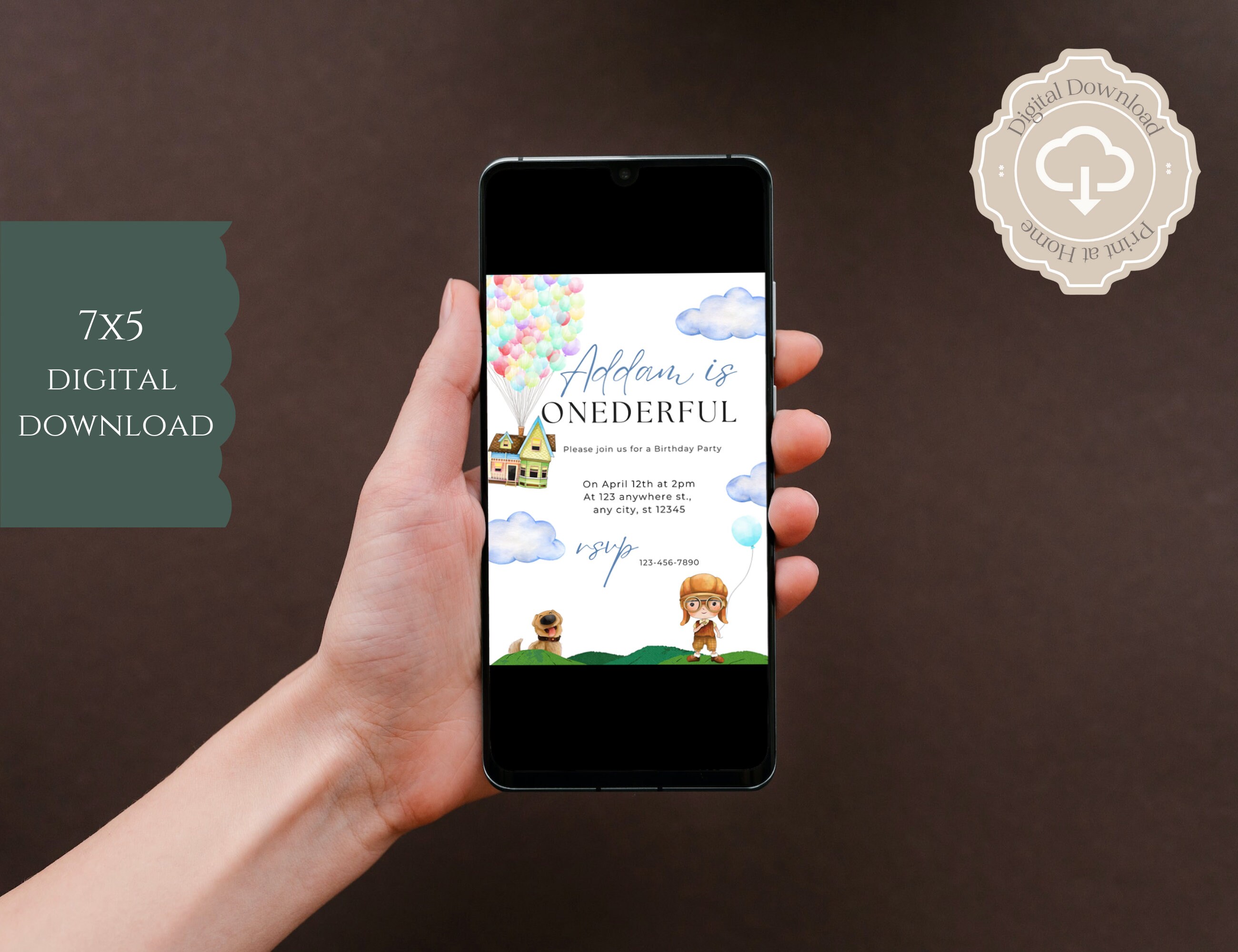 Up Birthday Invitation, Balloon Digital Invitation, Adventure Birthday ...