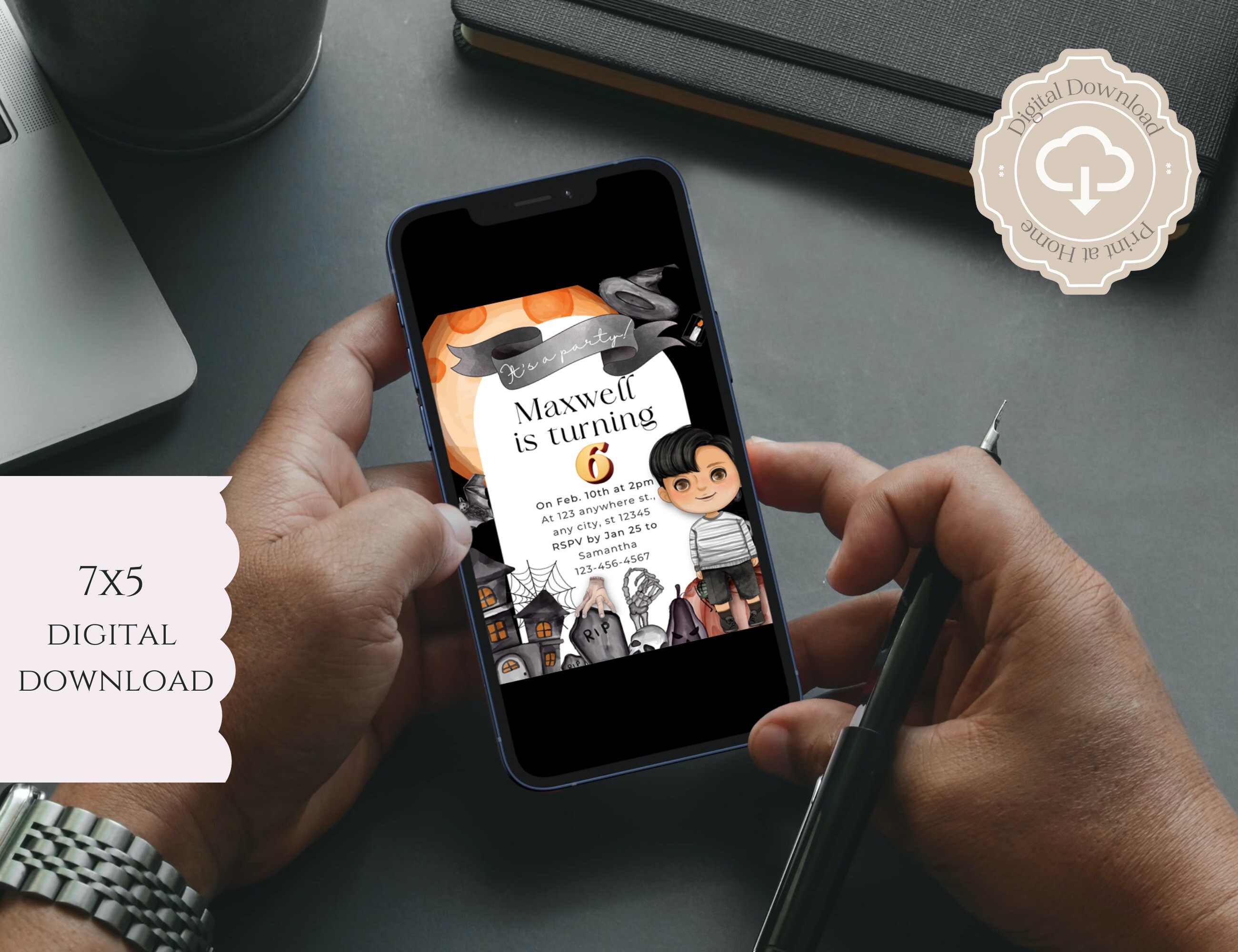 Pugsley Birthday Invitation, Addams Family Digital Invitation, Pugsley ...