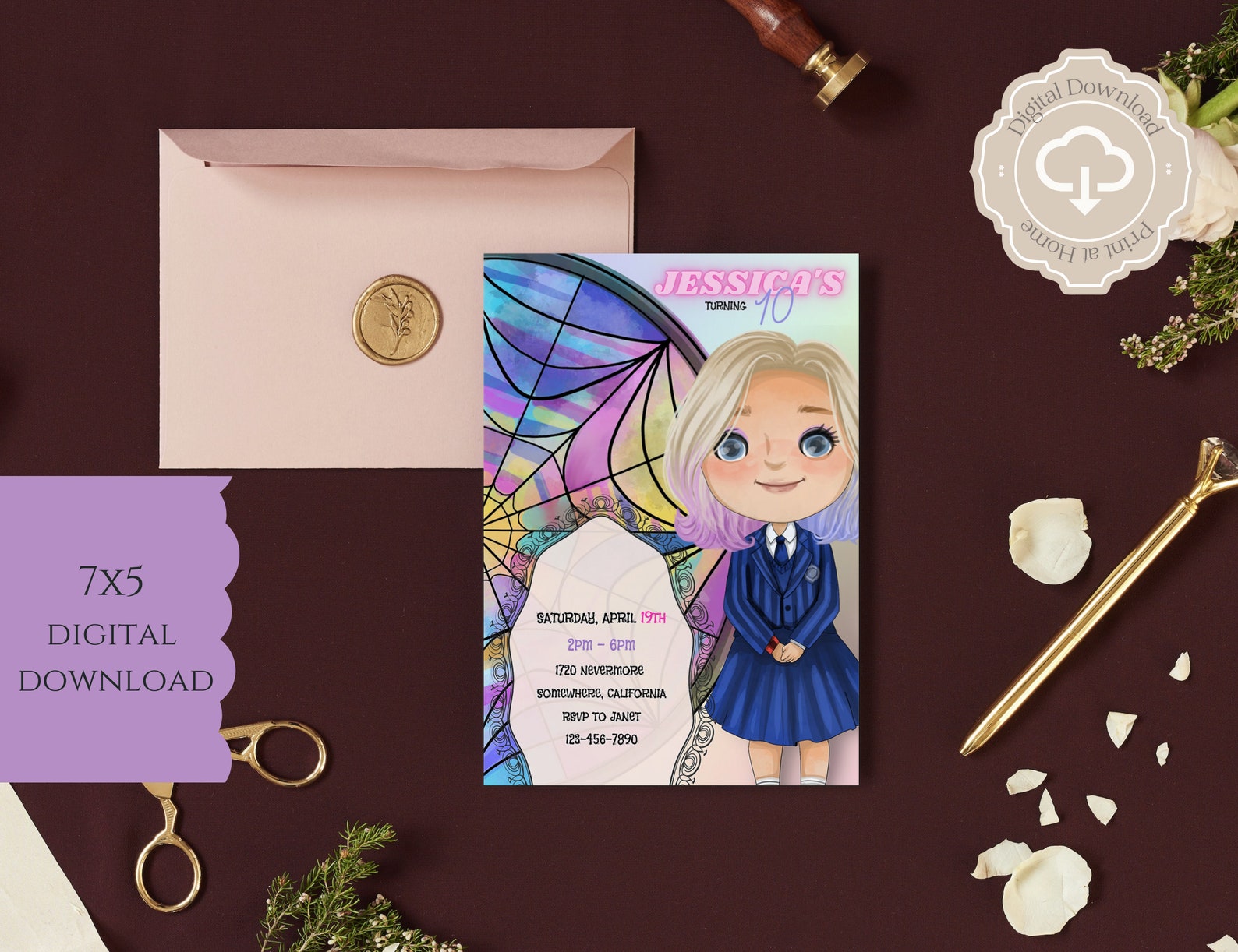Enid Birthday Invitation, Addams Family Digital Invitation, Enid ...