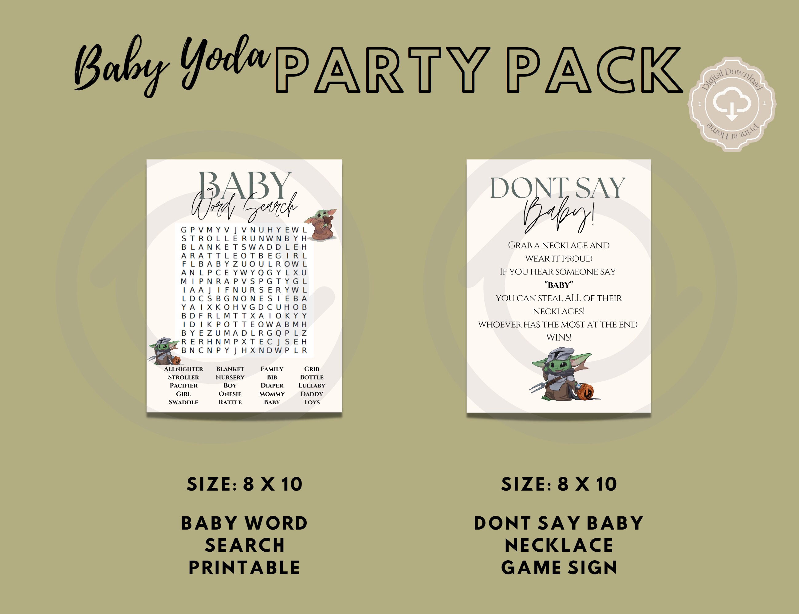 Baby Yoda Party Pack DIY, Digital Printouts, DIY Grogu Baby Shower ...