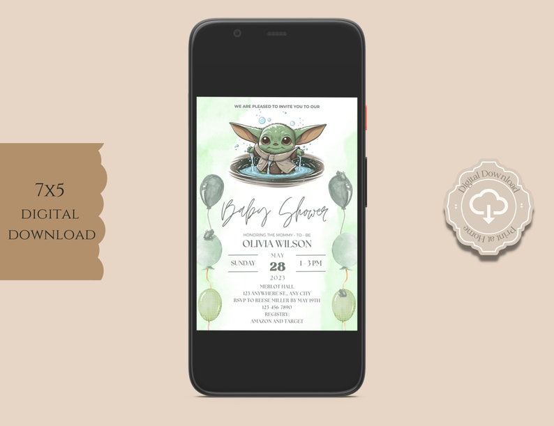 Star Wars Baby Shower, Grogu Baby Shower Invitation, Baby Yoda Invite ...
