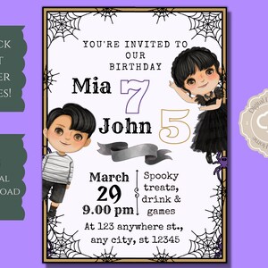 Enid Birthday Invitation, Addams Family Digital Invitation, Enid ...