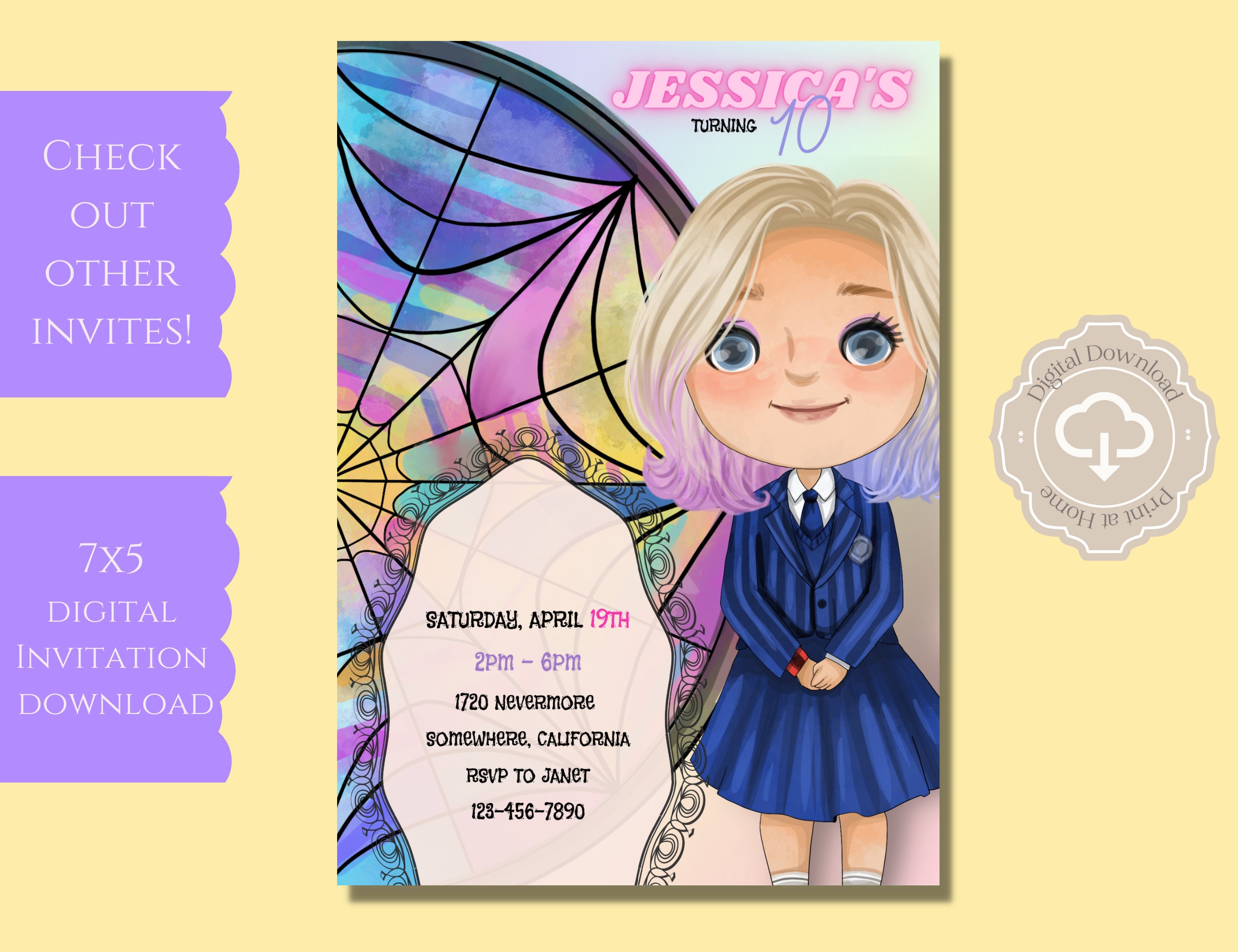 Wednesday & Enid Sign Birthday Digital Download Addams - Etsy