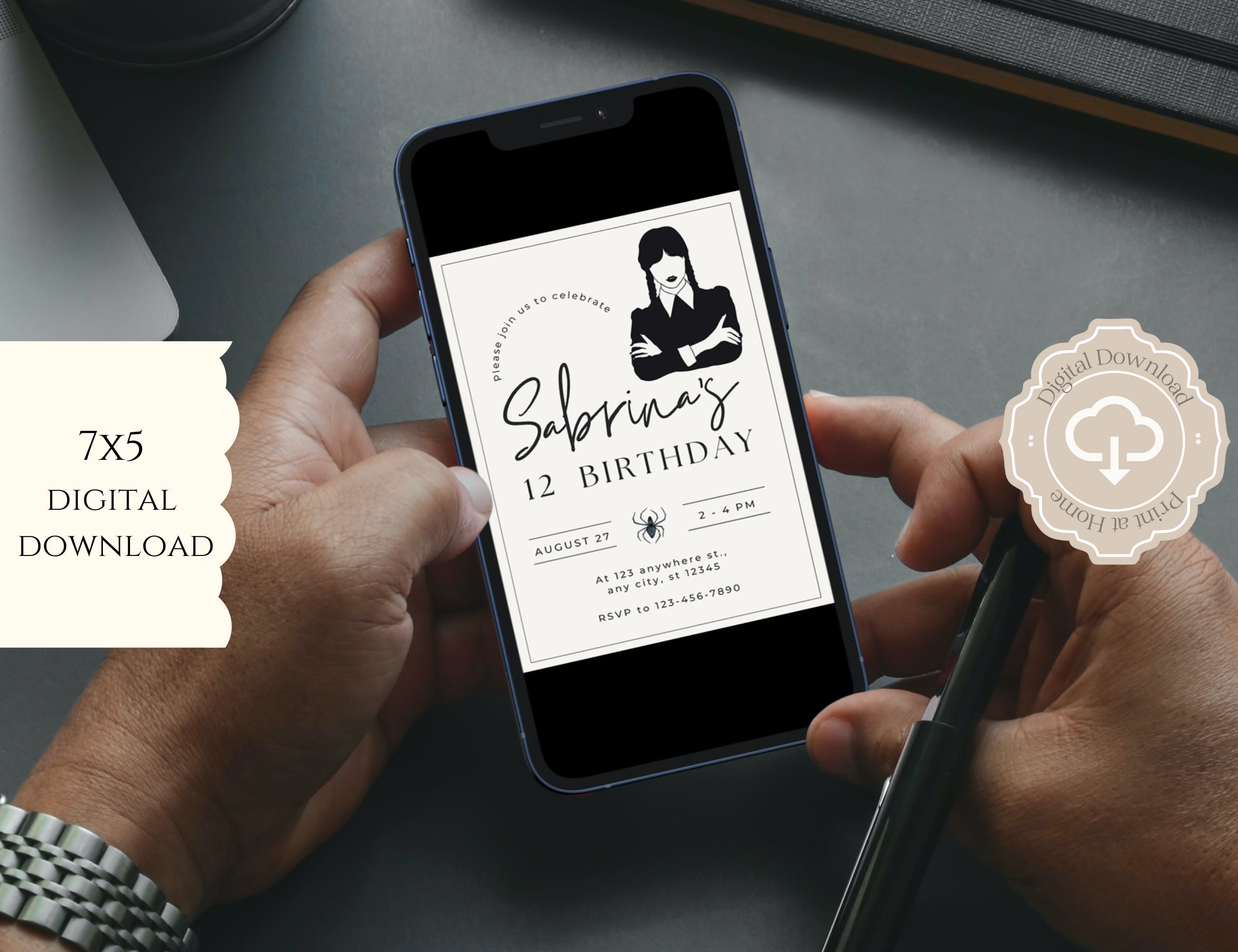 Wednesday Birthday Invitation Addams Family Digital - Etsy