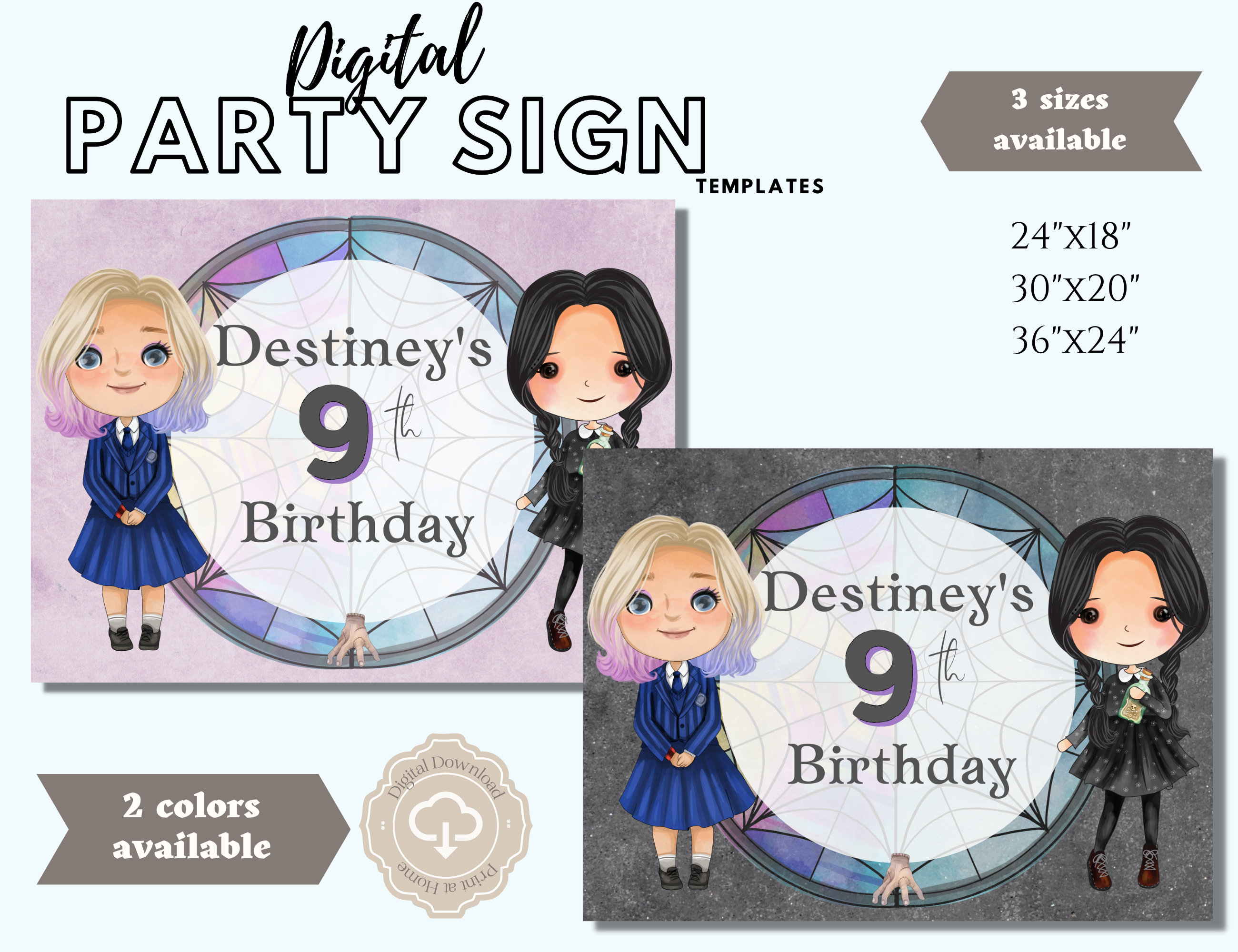 Wednesday & Enid Sign Birthday, Digital Download, Addams Family Digital ...