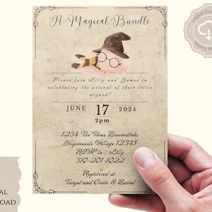 Magical Bundle Invitation, Harry Potter Baby Shower Invitation, Wizard ...