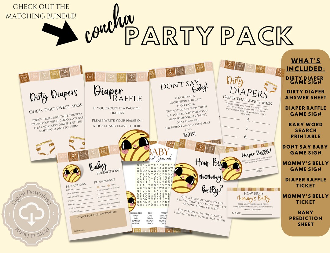Baby Concha Party Pack DIY, Digital Printouts, DIY Concha Baby Shower ...