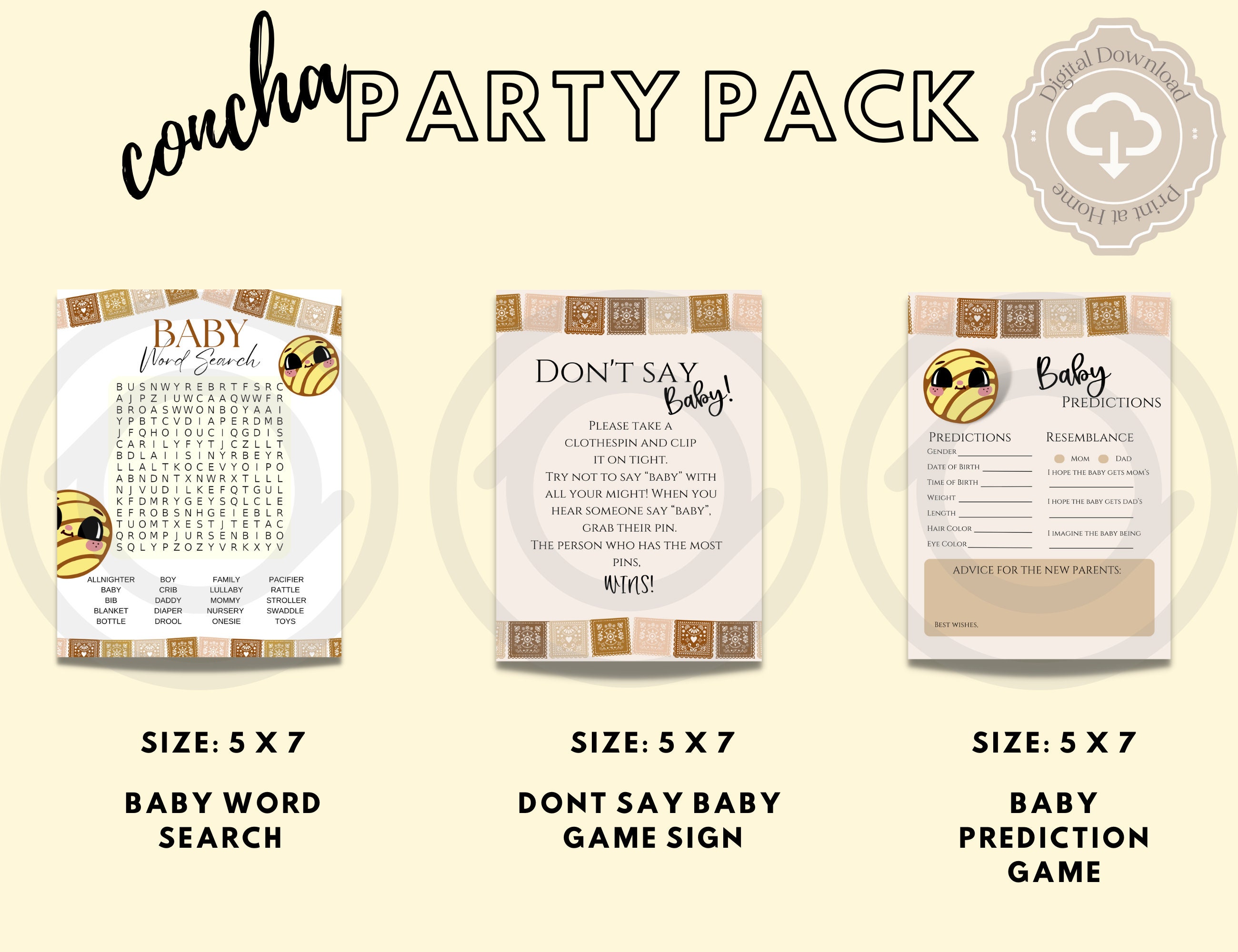 Baby Concha Party Pack DIY Digital Printouts DIY Concha Baby - Etsy