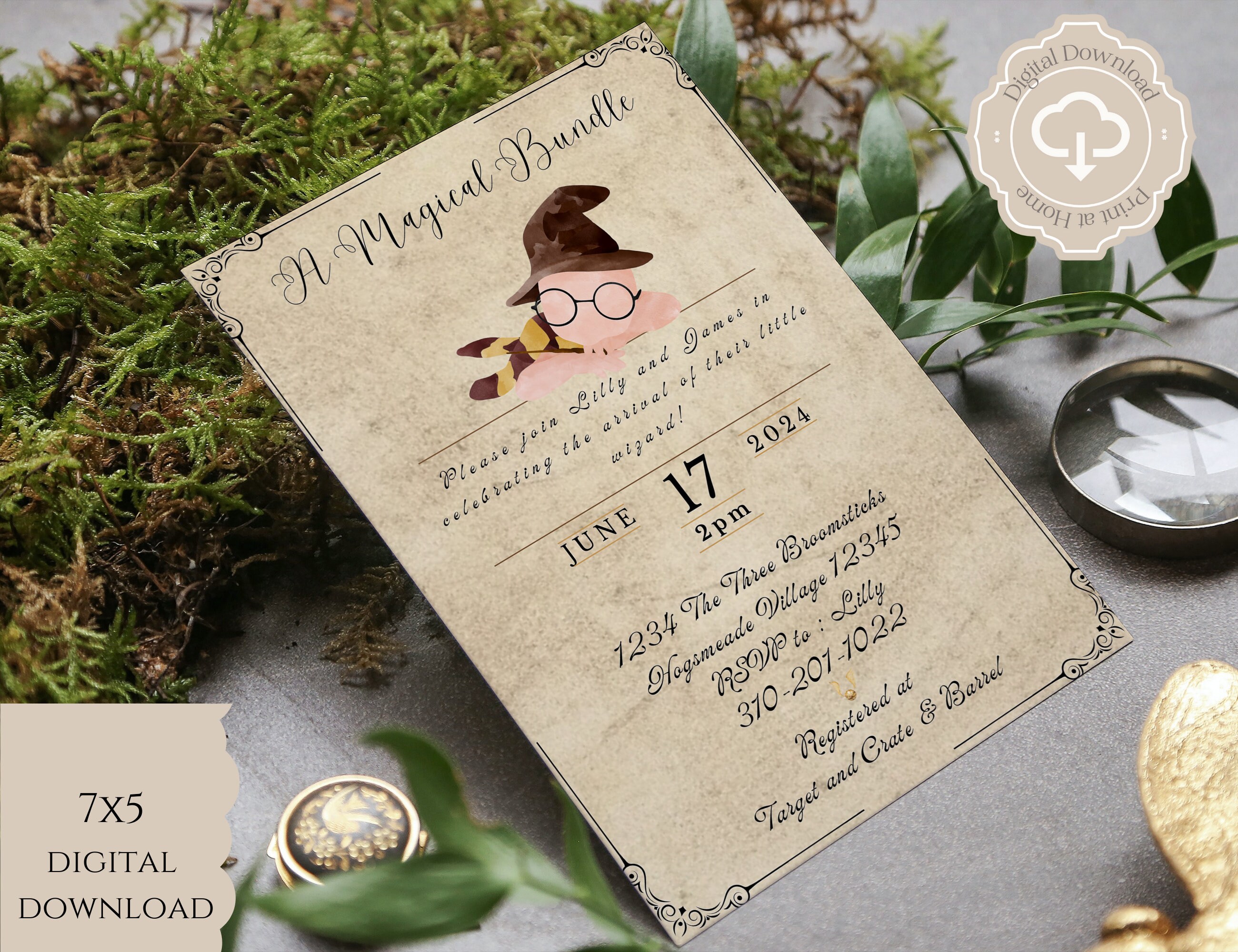 Magical Bundle Invitation, Harry Potter Baby Shower Invitation, Wizard ...